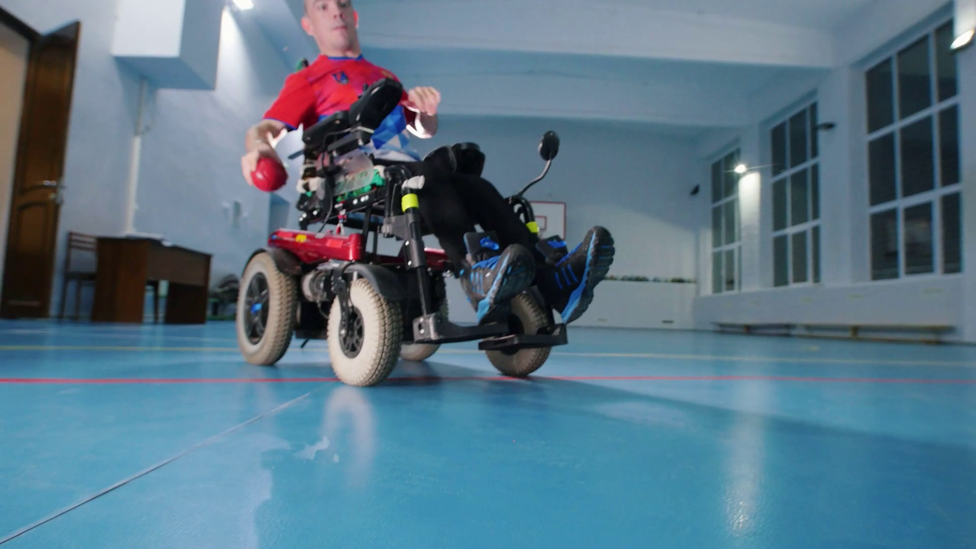 A Person In Wheelchair Playing With Red Ball Stock Footage SBV ...