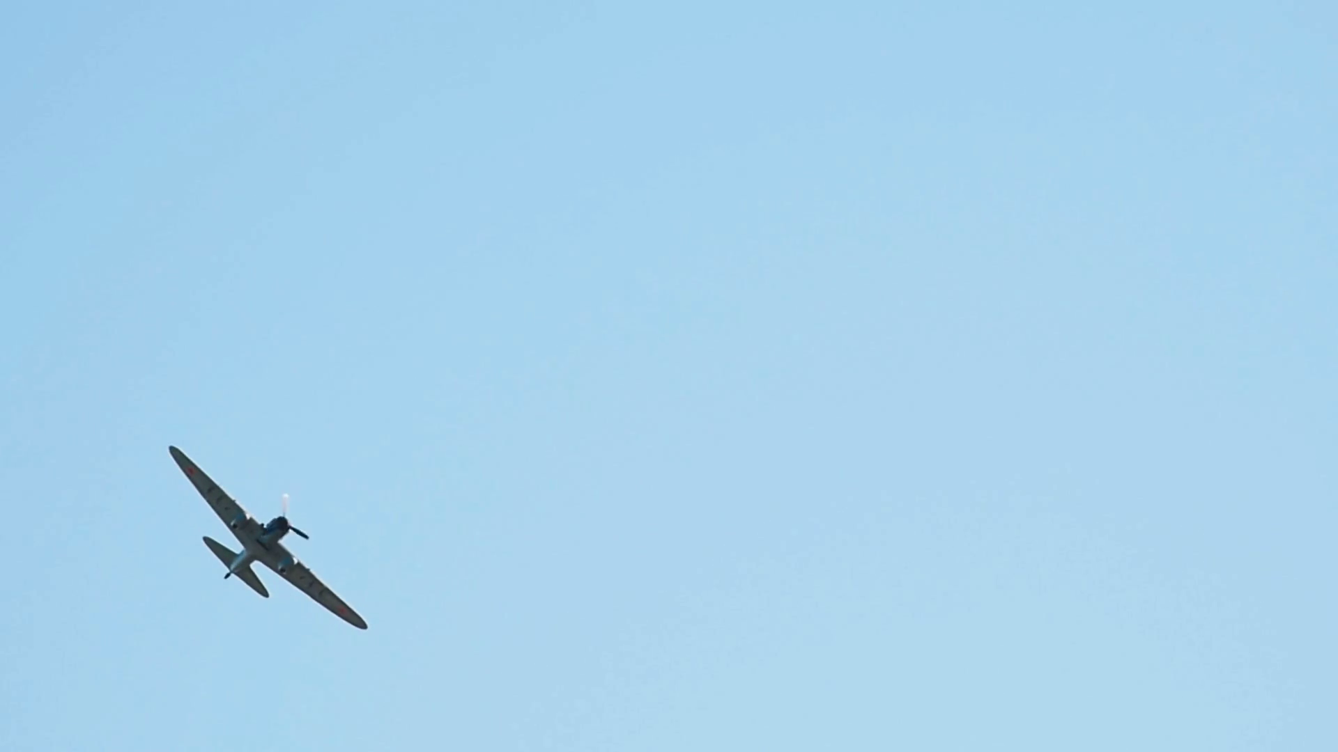 A Front Propeller Plane Flying In Blue Sky Stock Footage SBV-337703550 ...