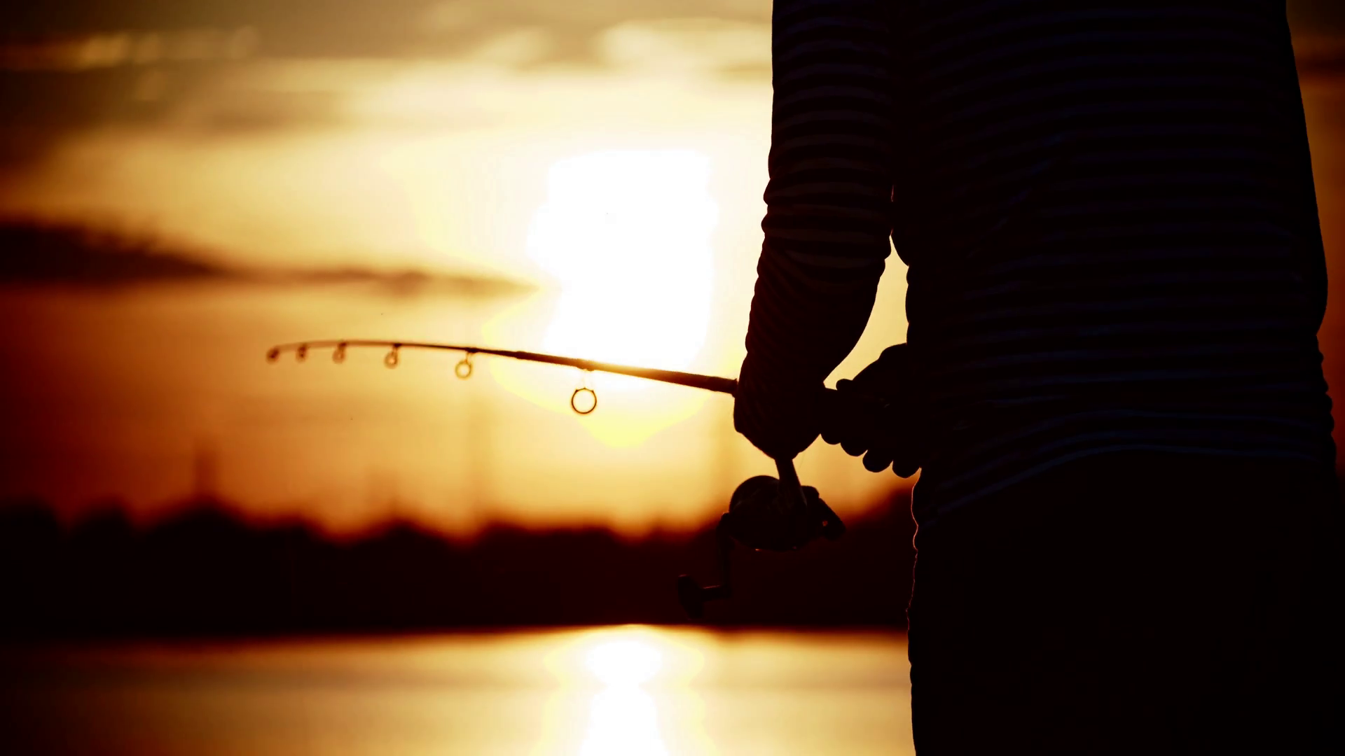 A Man Standing On Coast Fishing - Sunset Stock Footage SBV-336004537 ...