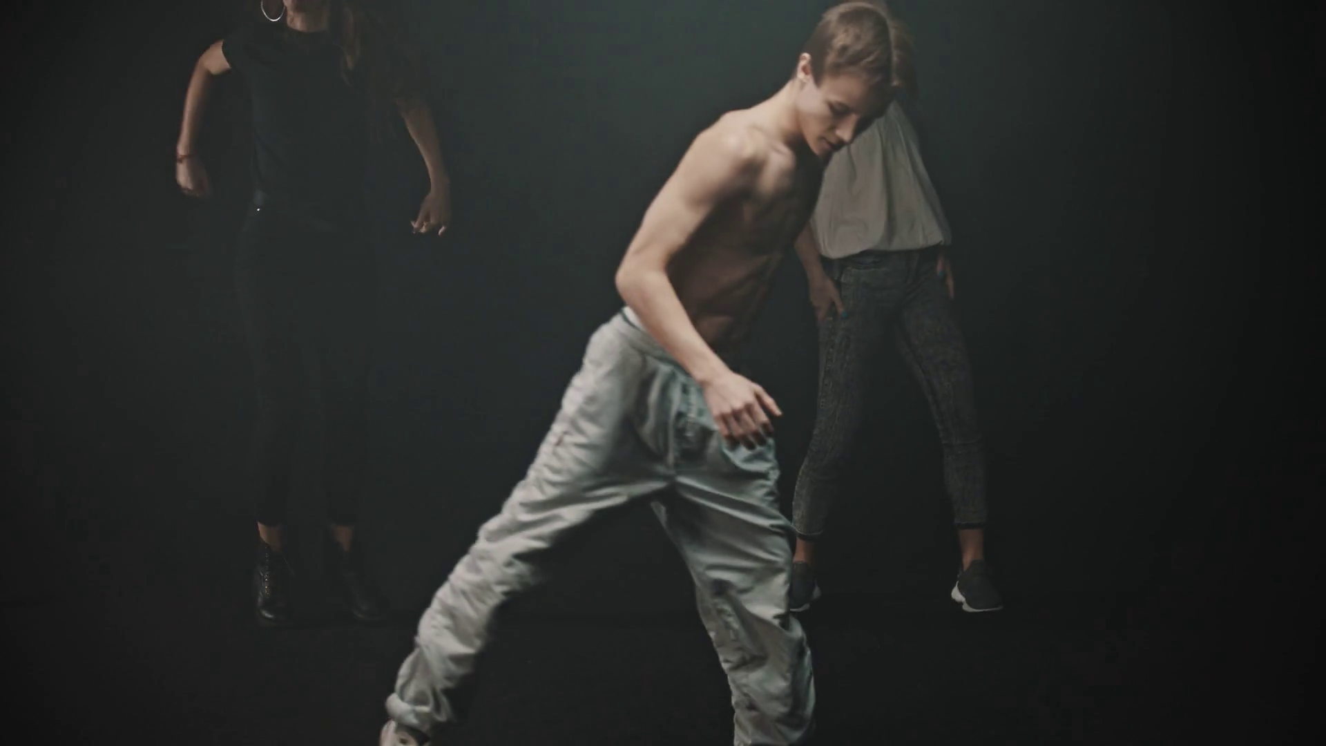 A Skilled Breakdancer With Two Women Dancing Stock Footage SBV ...