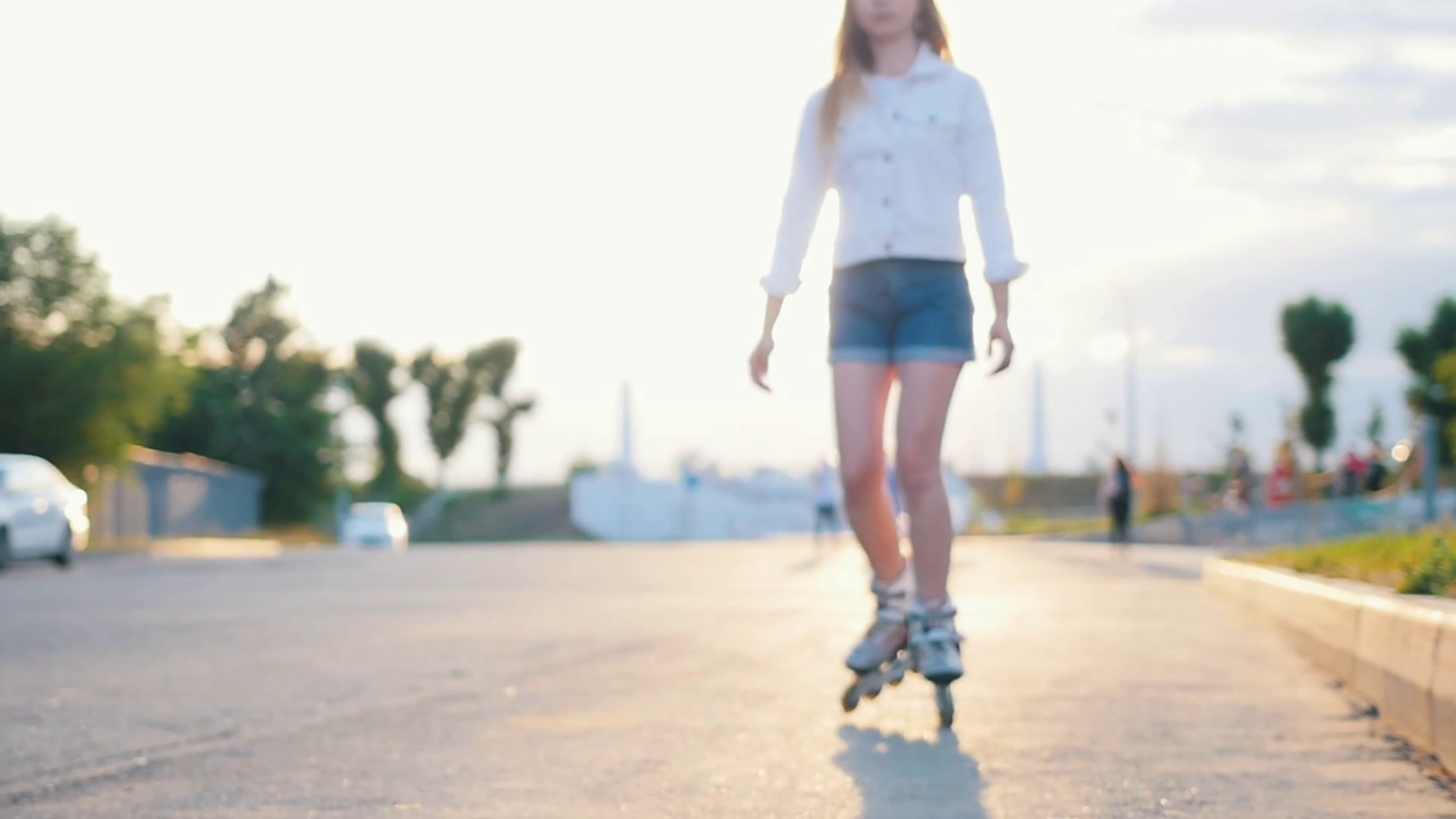 A Shy Slim Teenage Girl In Roller-skates Stock Footage SBV-336309863 ...