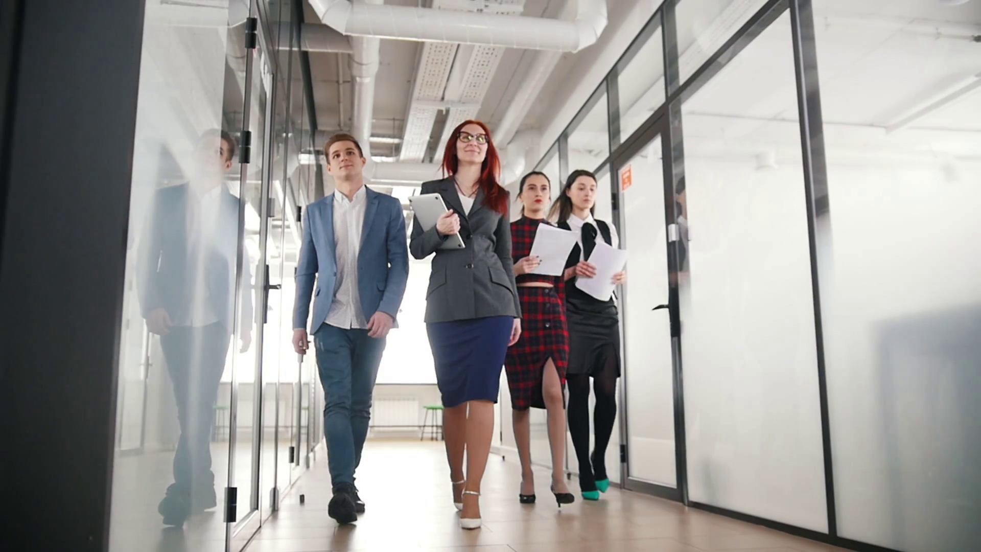 A Successful Business People Walking Through Stock Footage SBV ...