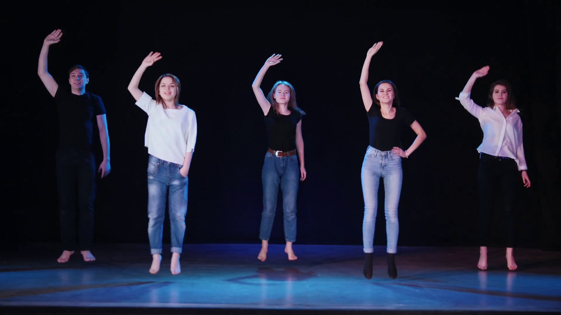 A Theater Stage People Jumping On Stage With Stock Footage SBV ...