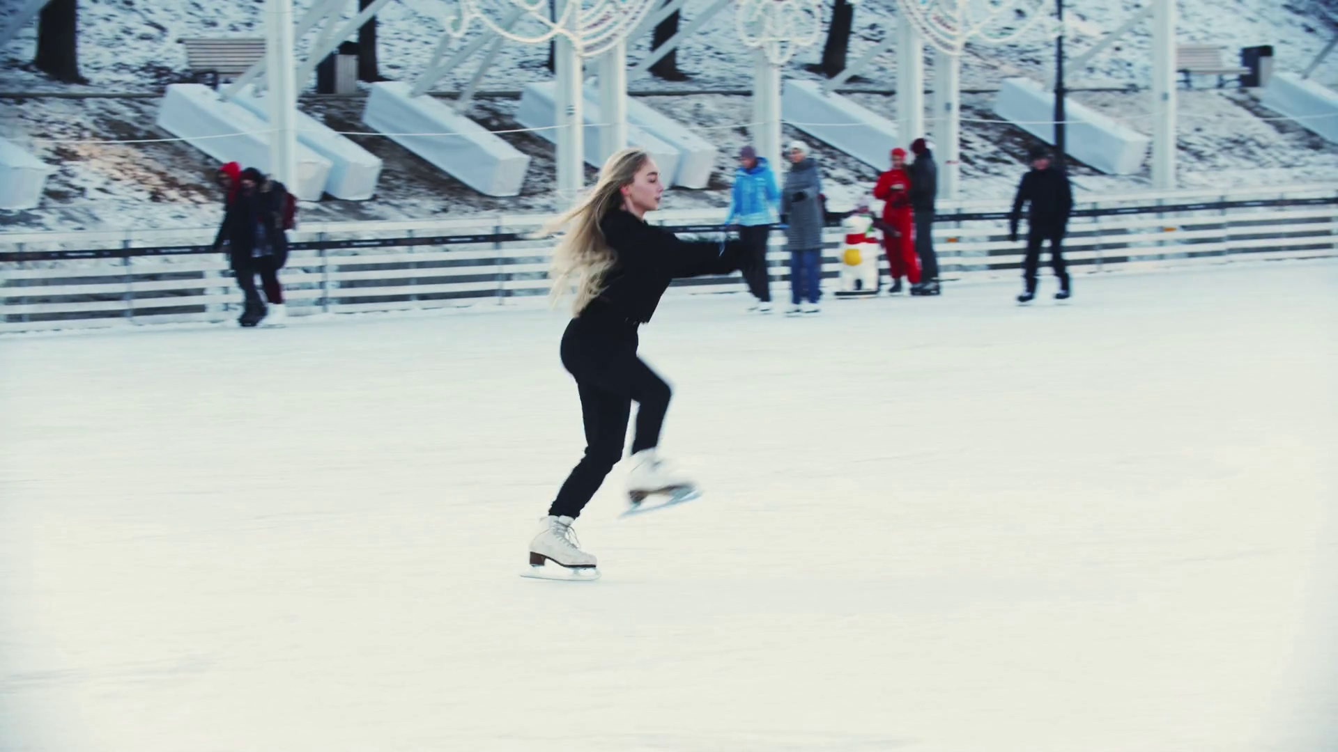 A Skilled Figure Skater Showcasing Tricks On Stock Footage SBV ...