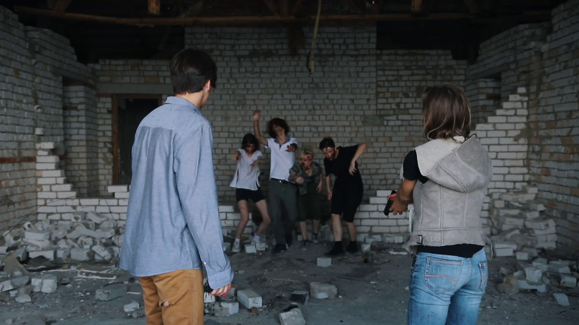 A Zombie Attack On Top Floor Of Abandoned Stock Footage SBV-335760683 ...