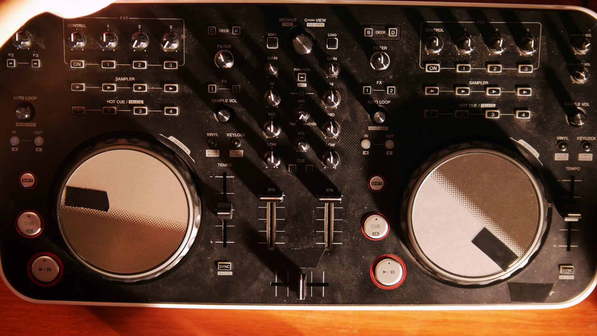 Adjusting fade sliders on audio mixer music console in studio Stock ...