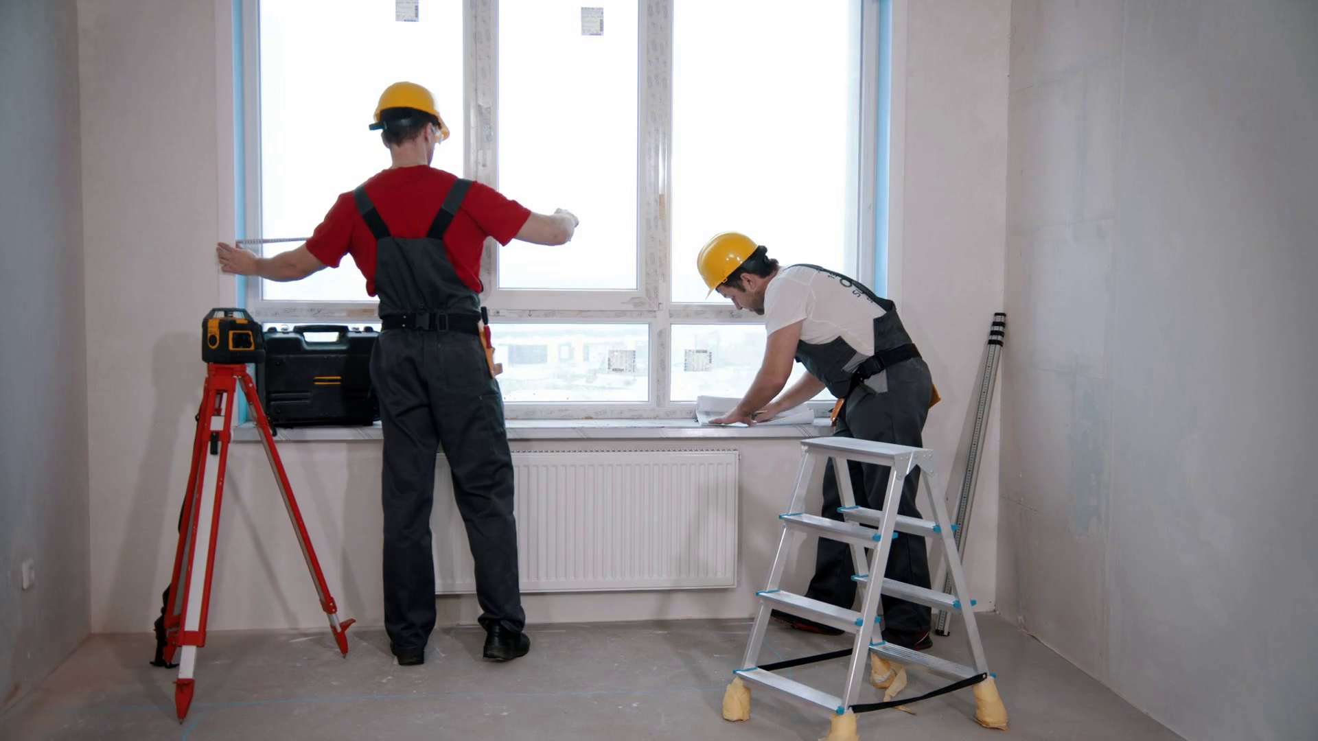 Apartment Repair In Room - Men Workers Stock Footage SBV-338075800 ...