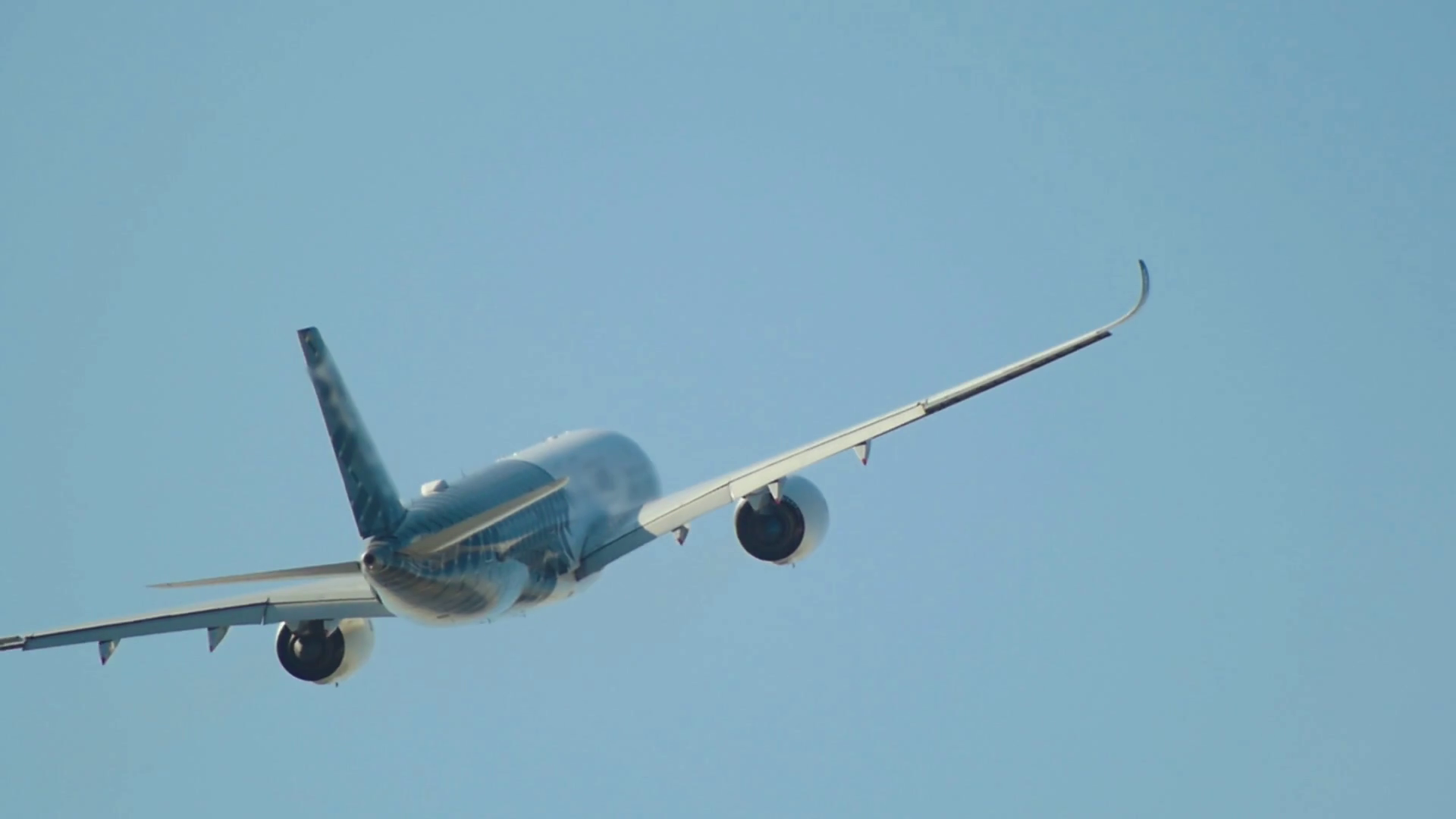 Big Passenger White Blue Plane Flying In Sky Stock Footage SBV ...