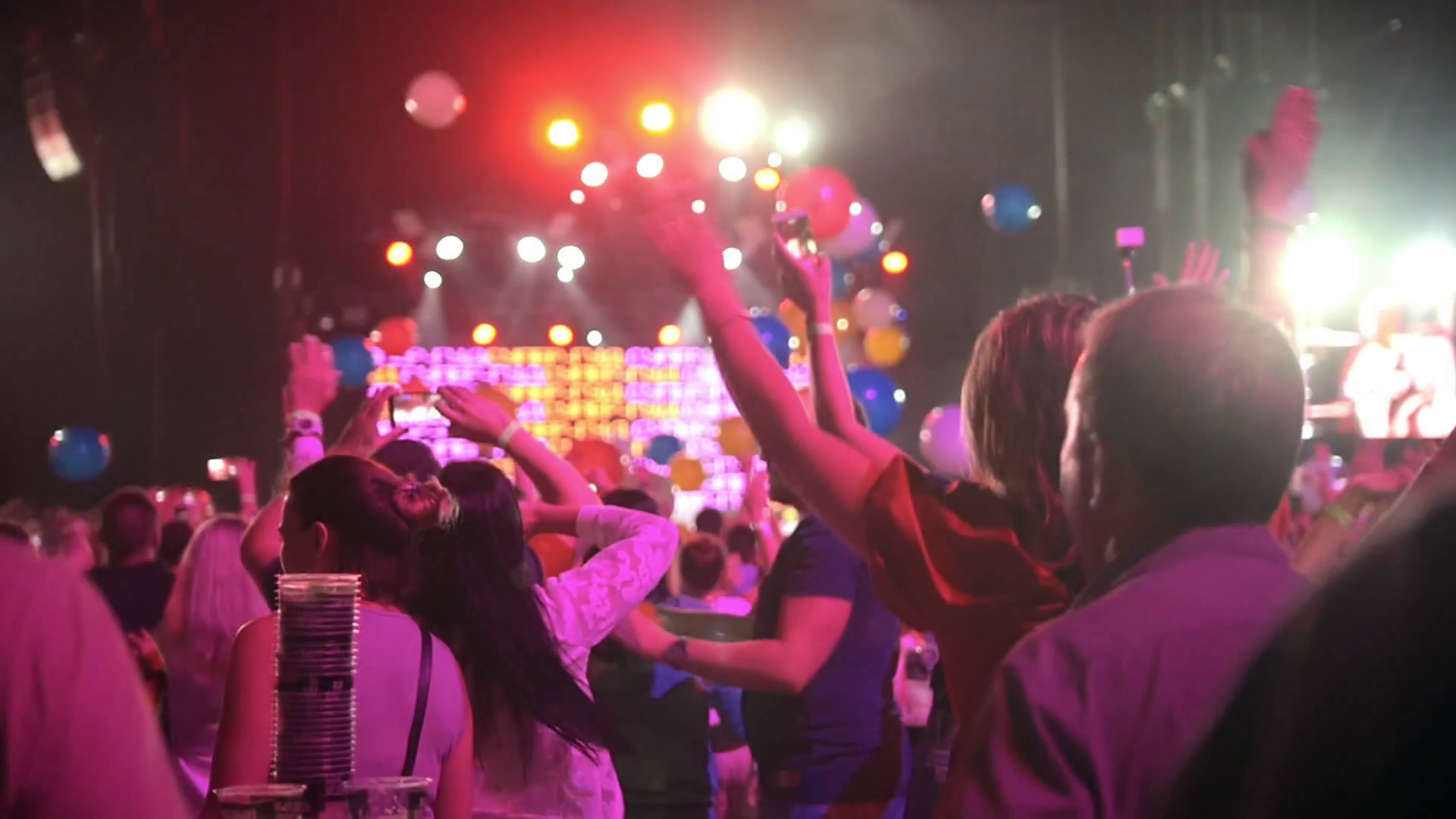 Crowd Of People Dancing Raising Hands At Stock Footage SBV-324729789 ...