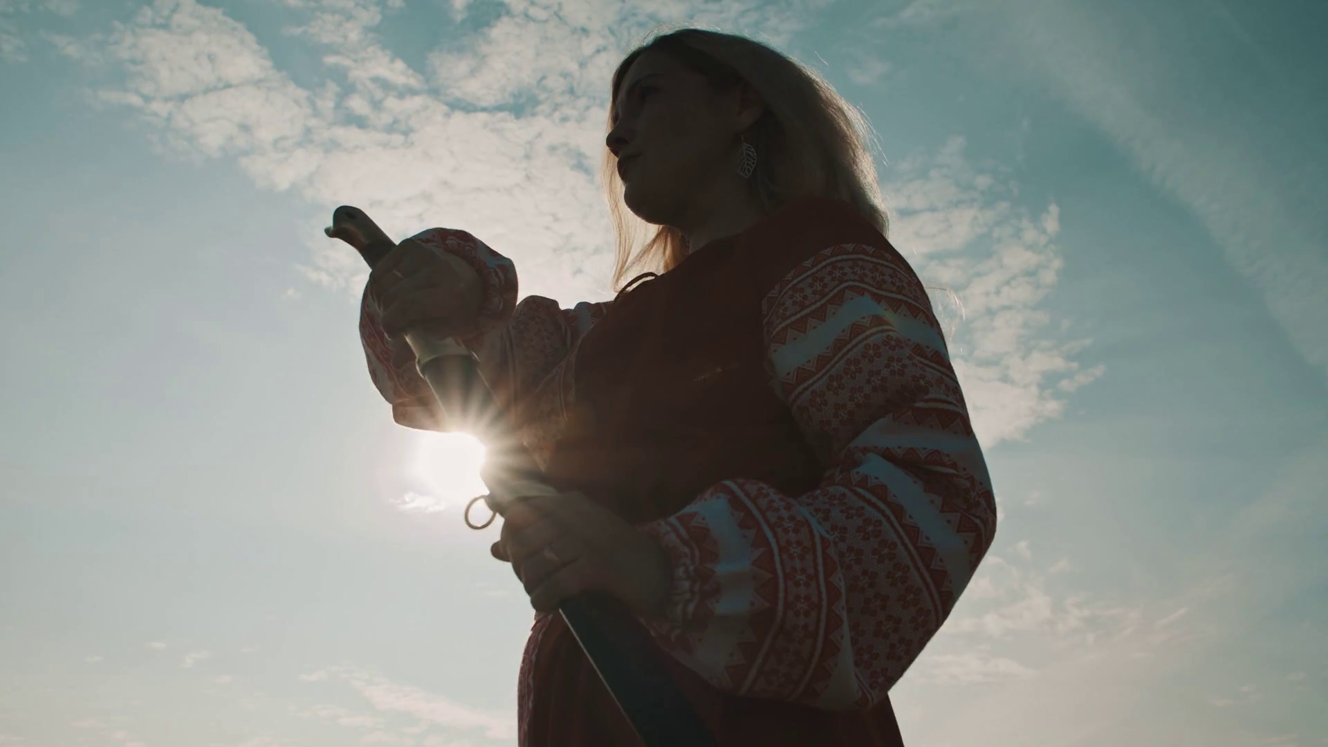 Feisty Woman Pulls Out Sword Out Of Sheath Stock Footage SBV-338762730 ...