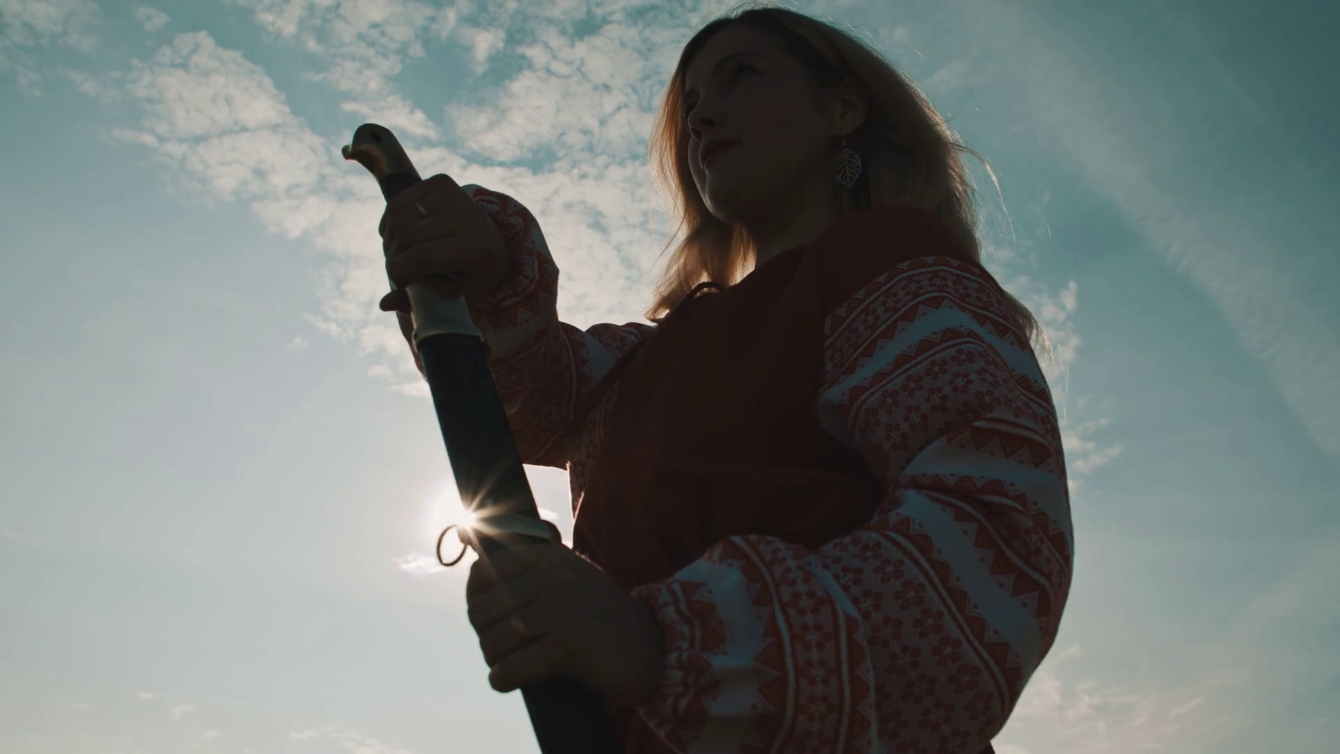 Feisty Woman Pulls Out Sword Out Of Sheath Stock Footage SBV-338762733 ...