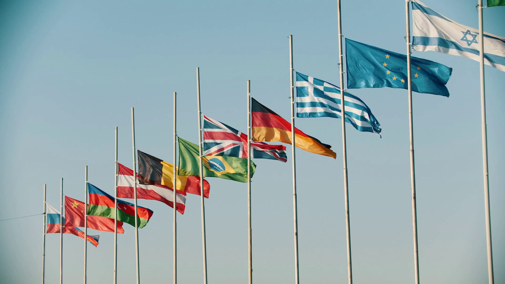 Flags Of World Countries Blowing In Wind On Stock Footage SBV-337775088 ...