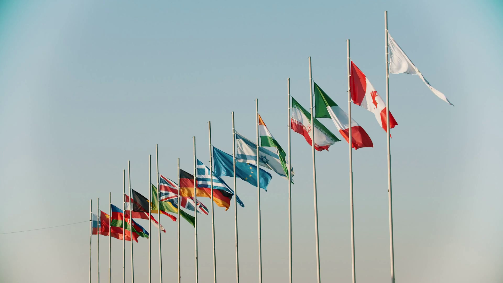 World Flags Fluttering In Wind Against Stock Footage SBV-337775099 ...