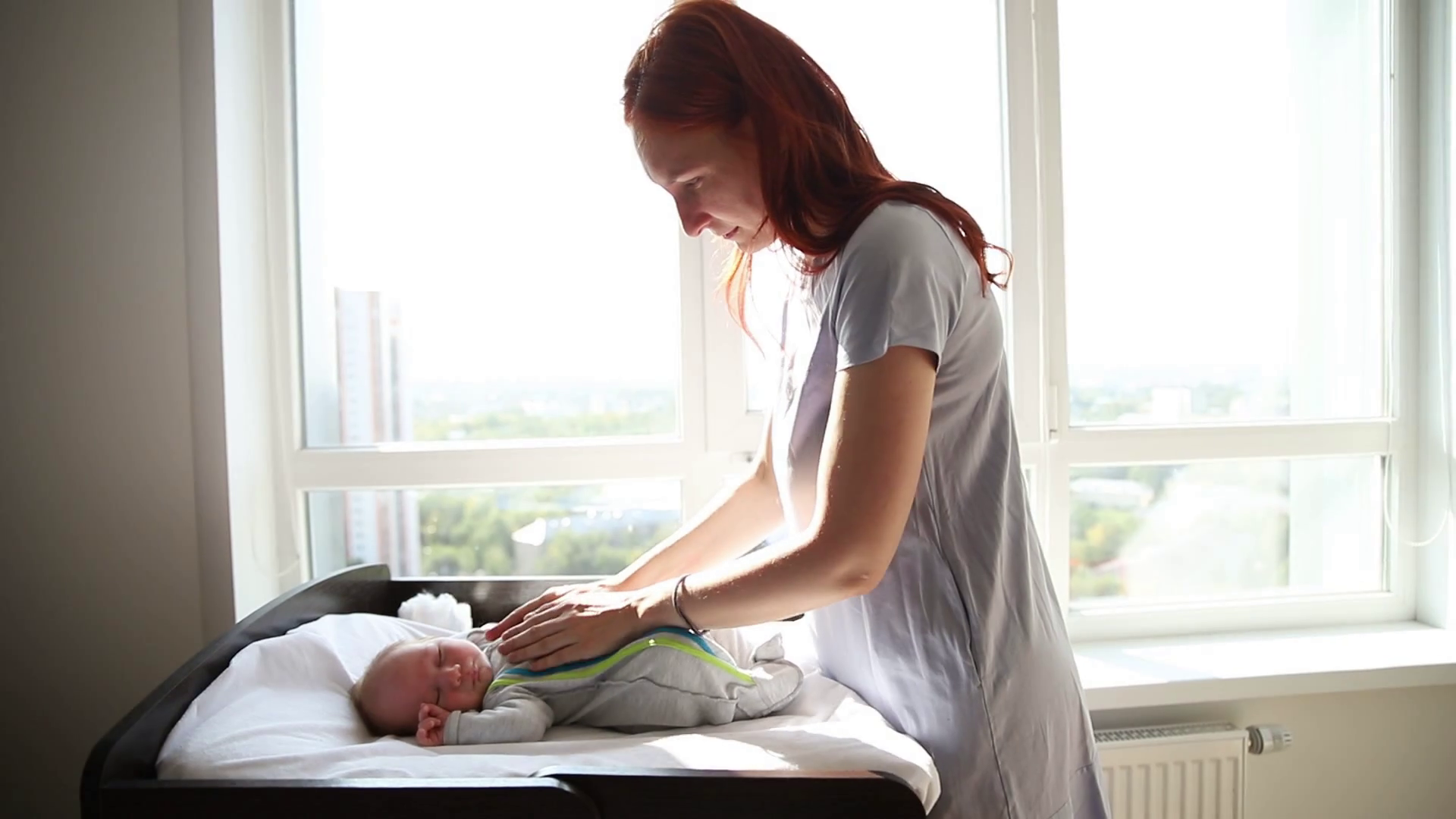 Ginger Woman Mother Patting Little Baby Stock Footage SBV-338723252 ...