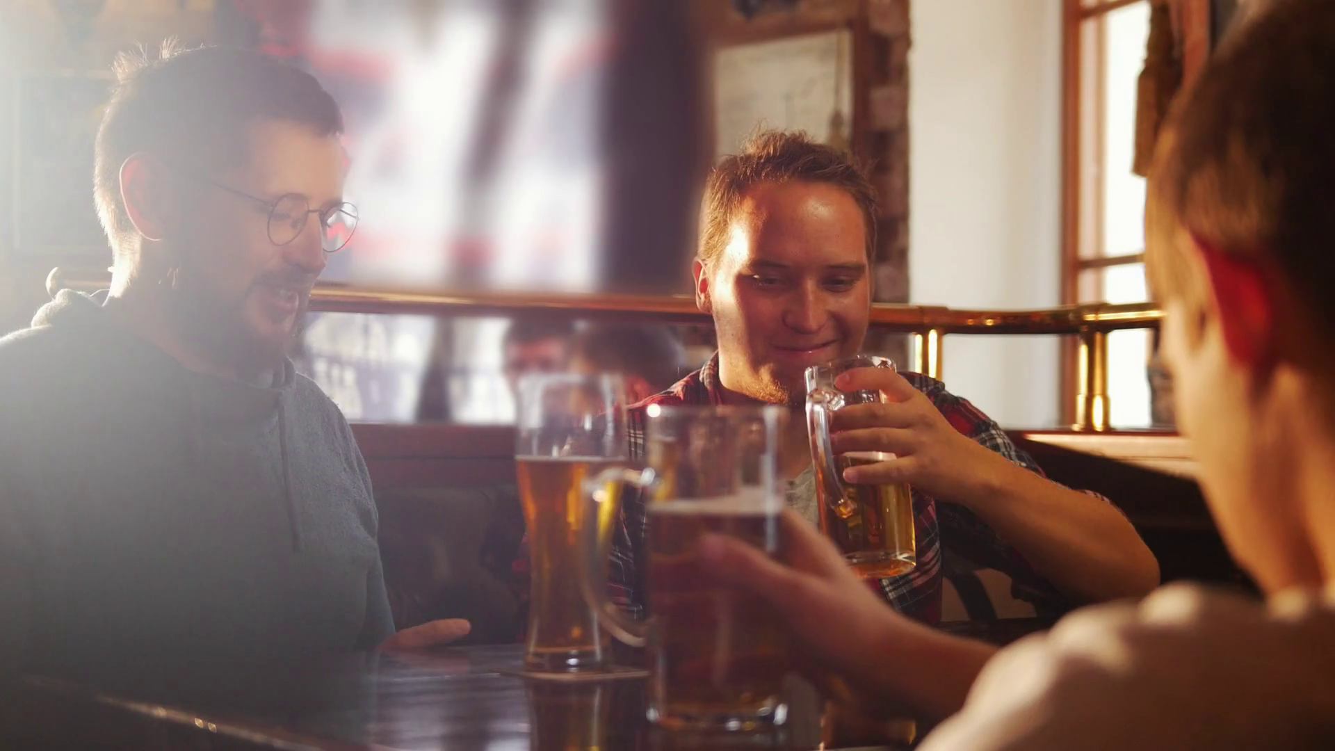 Good Old Friends Drinking Beer In Pub Stock Footage SBV-327973825 ...