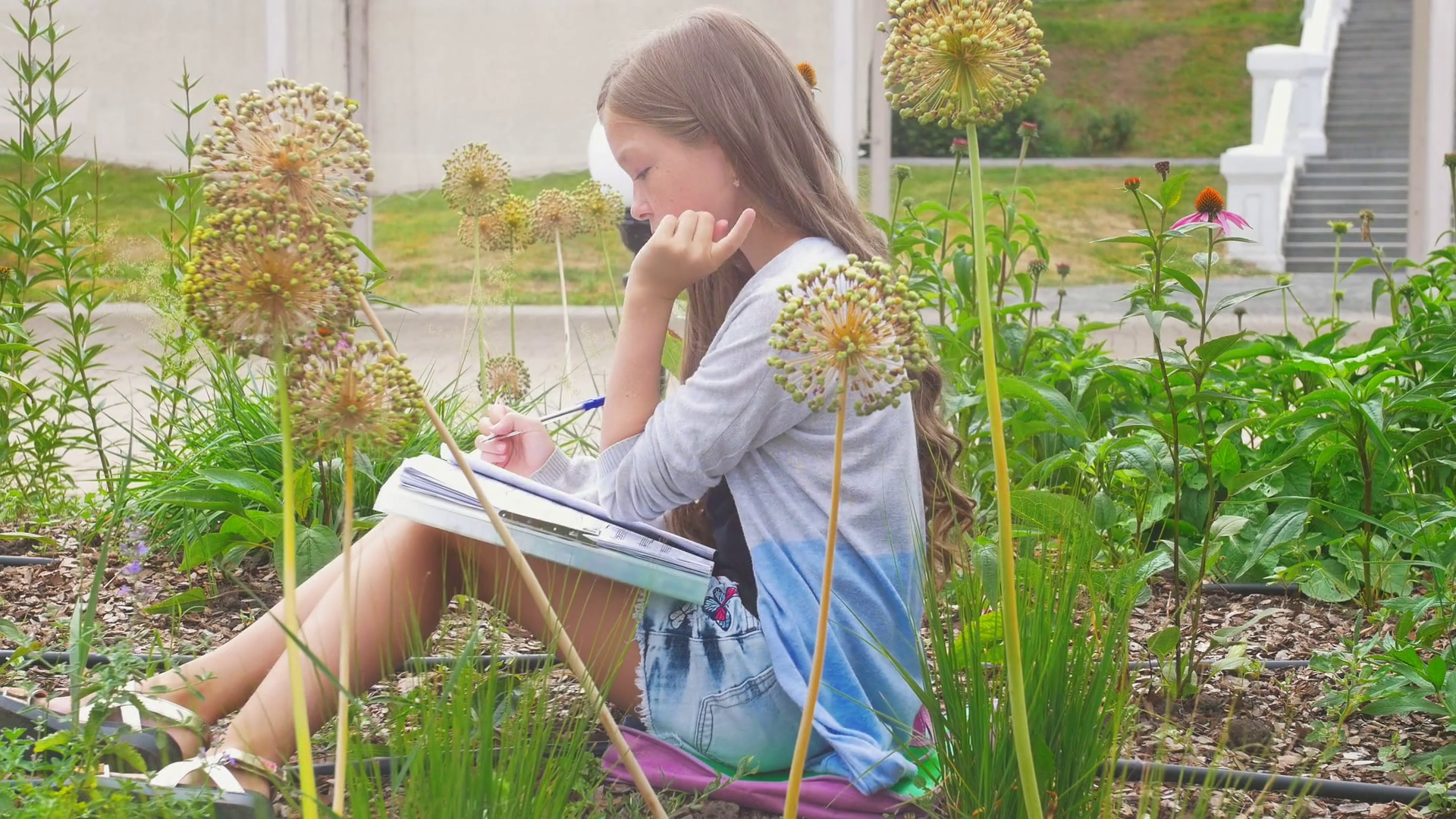 Child Enjoying Nature Writing In Park Stock Footage SBV-325116449 ...