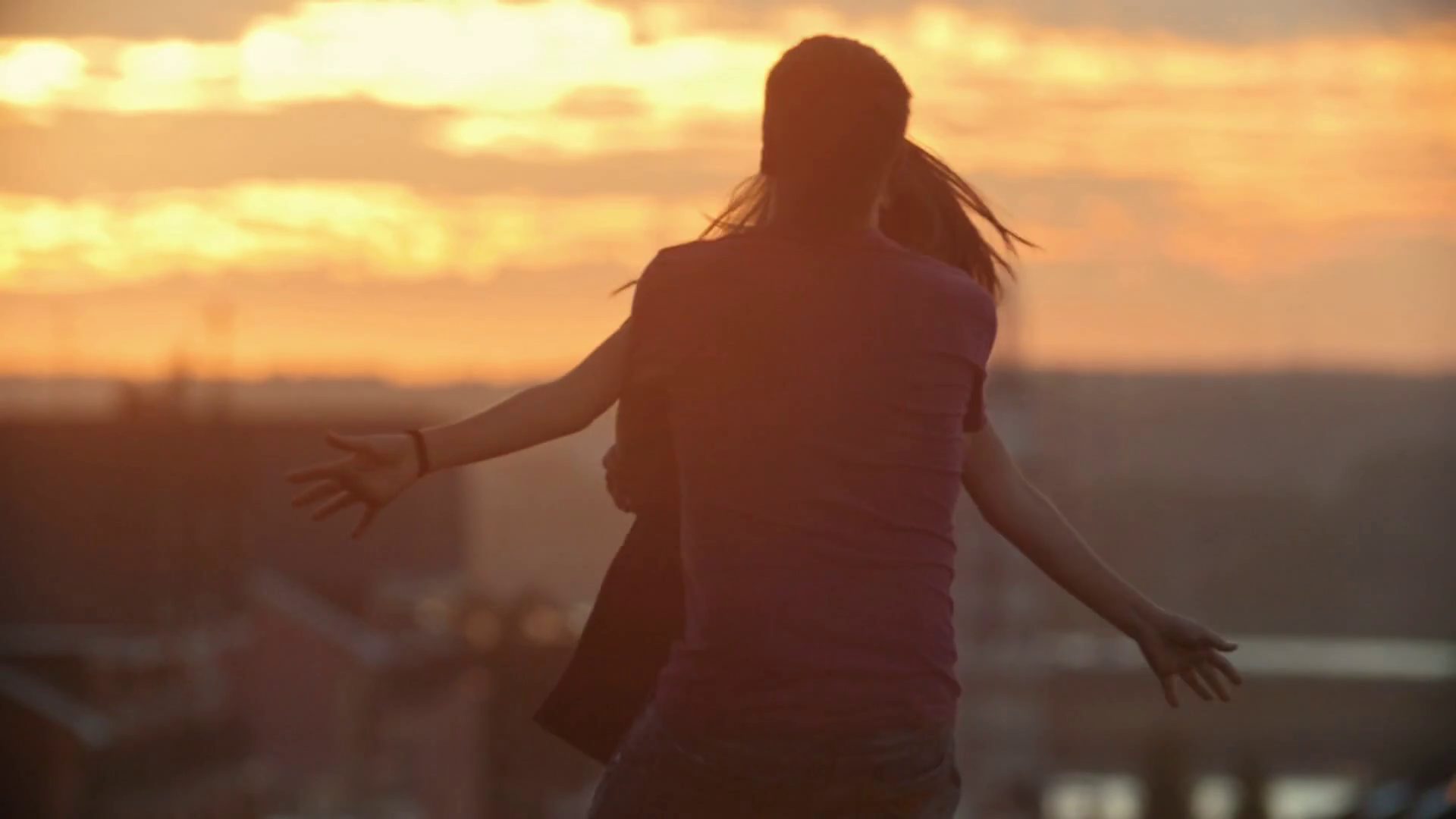 Loving Couple Romancing At Sunset In Slow Stock Footage SBV-317522686 ...
