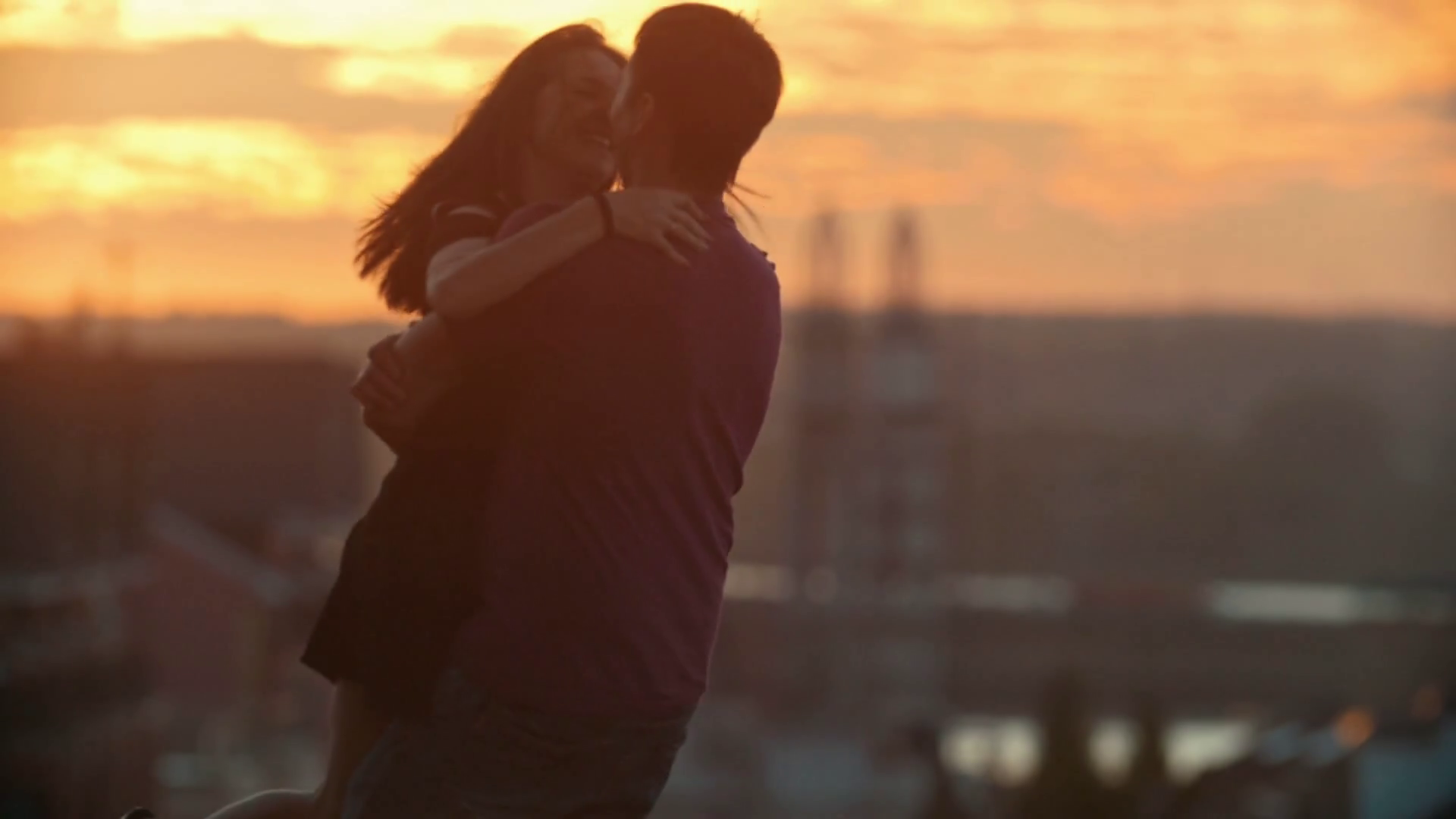 Loving Couple Romancing At Sunset In Slow Stock Footage SBV-317555881 ...