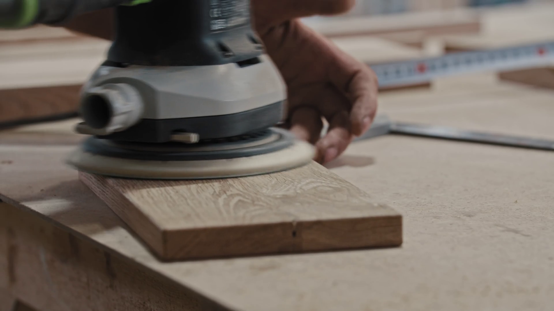Man In Carpentry Workshop Grinding Surface Stock Footage SBV-346568187 ...