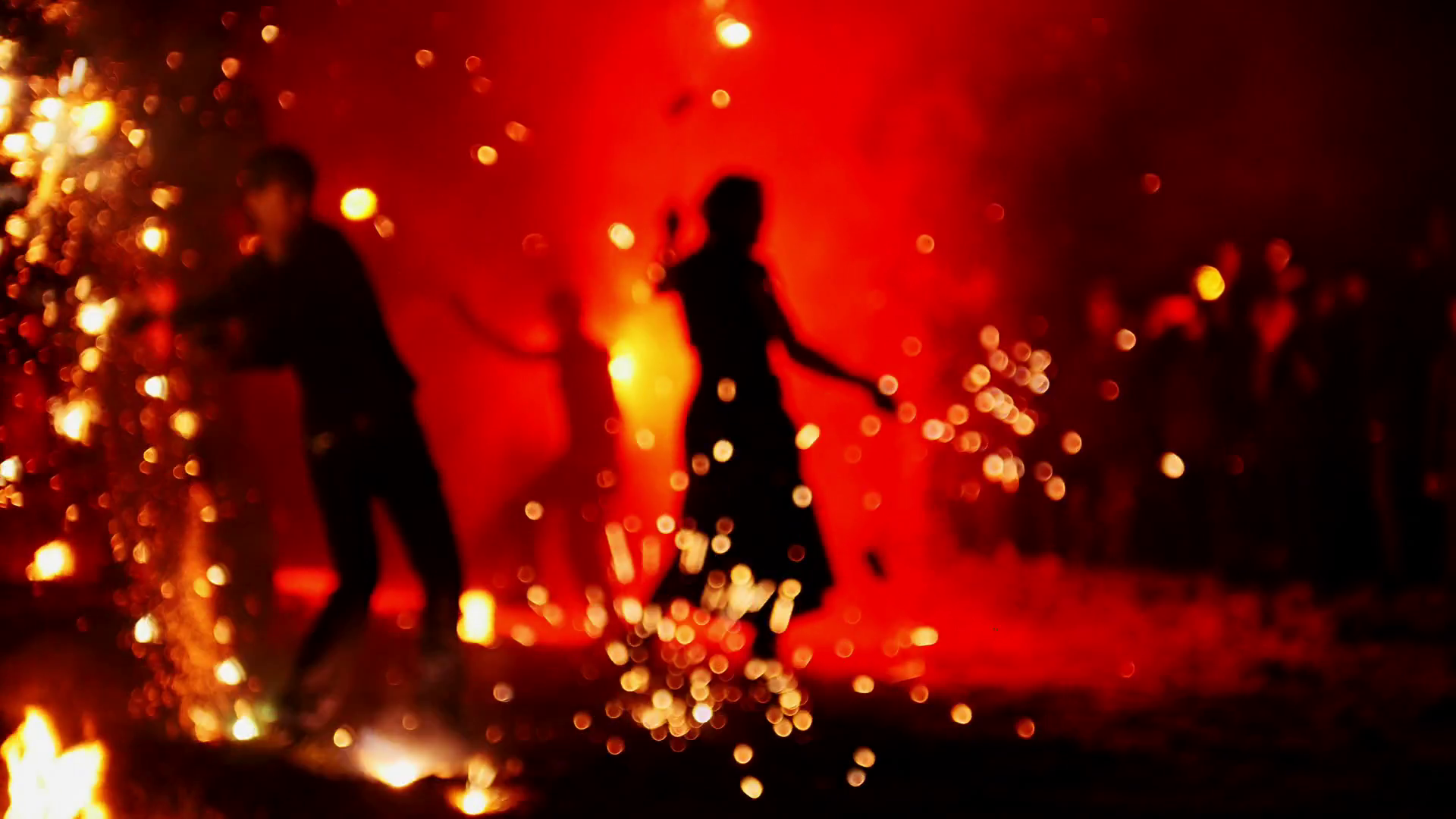 Night Fire-show -dance With Sparkles On Beach Stock Footage SBV ...