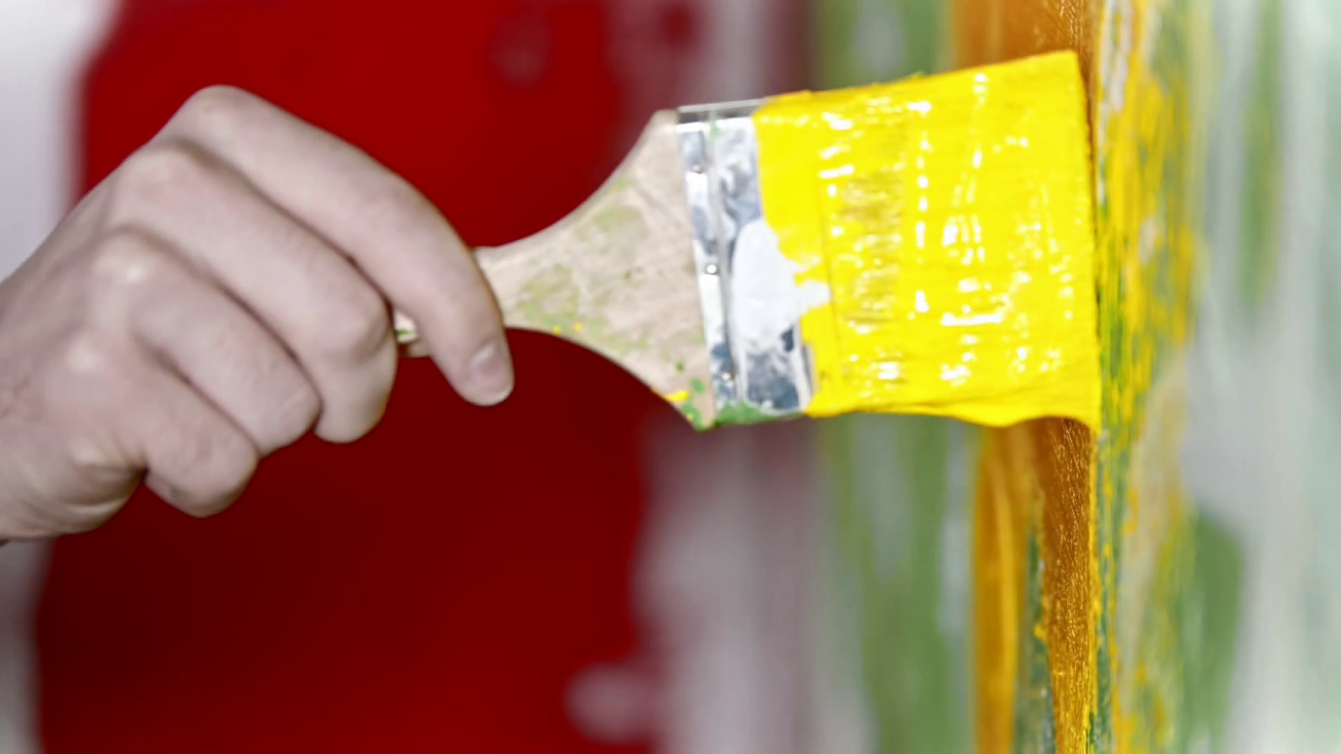 Painting Wall With Yellow Color Paint Using Stock Footage SBV-338108014 ...