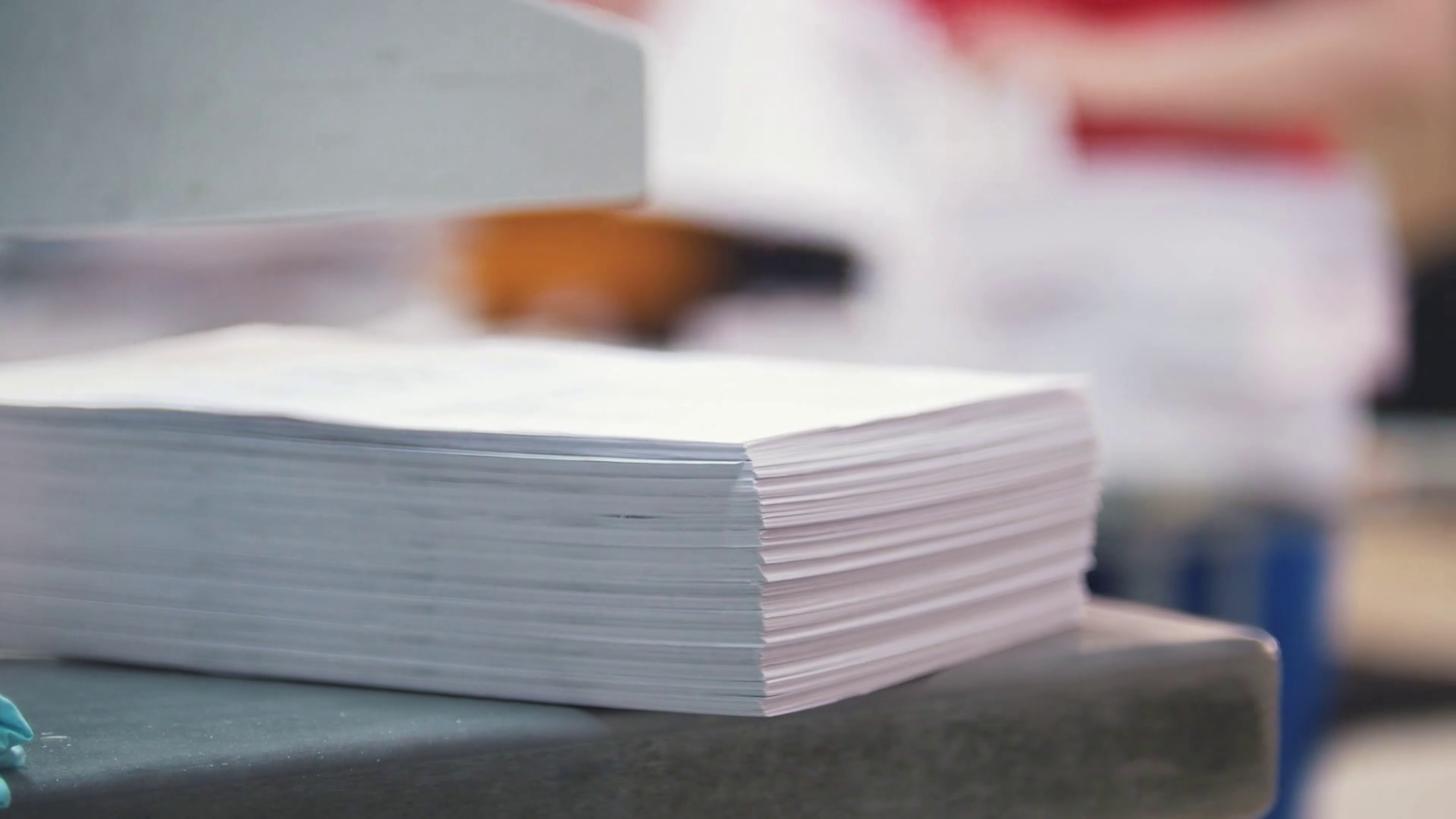 Paper Stack In Front Of Worker In Typography Stock Footage SBV ...