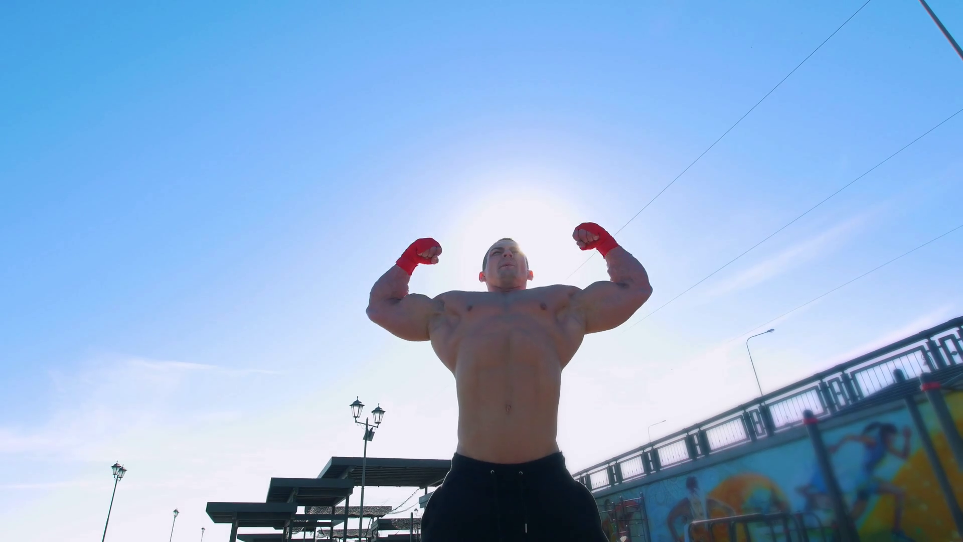 Professional Bodybuilder At Training Outdoor Stock Footage SBV ...