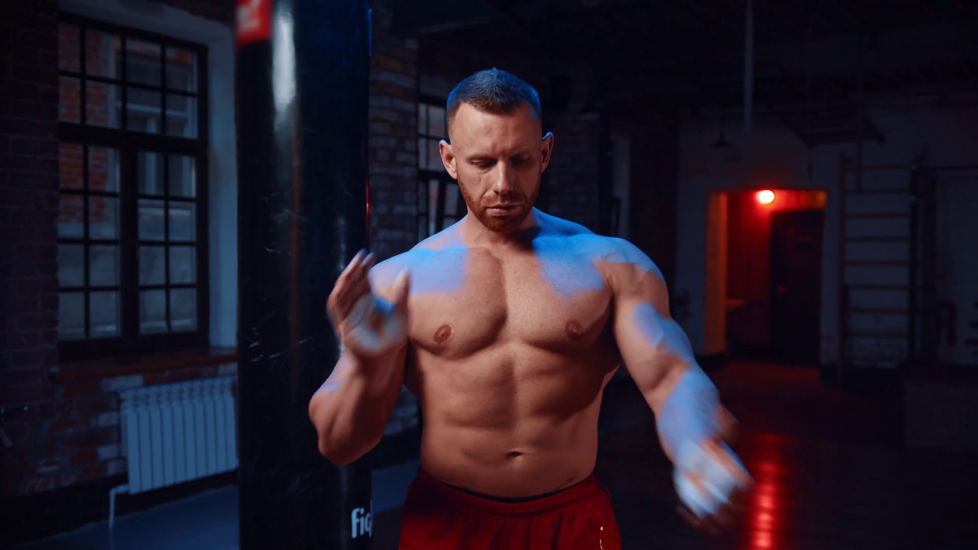 Strong Man Clapping Hands Covered In Chalk Stock Footage SBV-338914620 ...