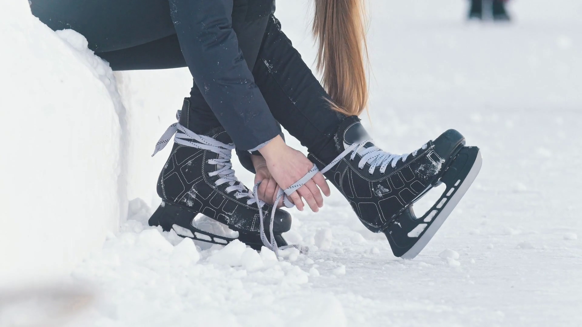 Teenage Longhaired Girl Sitting On Snow Stock Footage SBV-321731975 ...