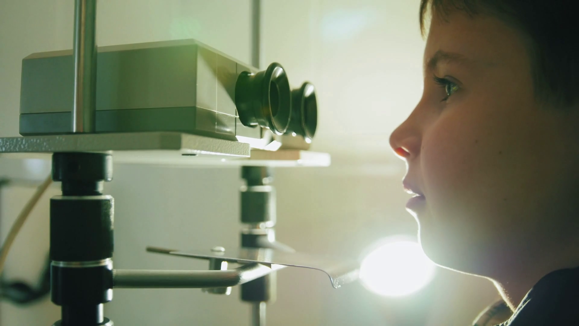 Teenager Checks Eyes Vision With High Stock Footage SBV-313761642 ...