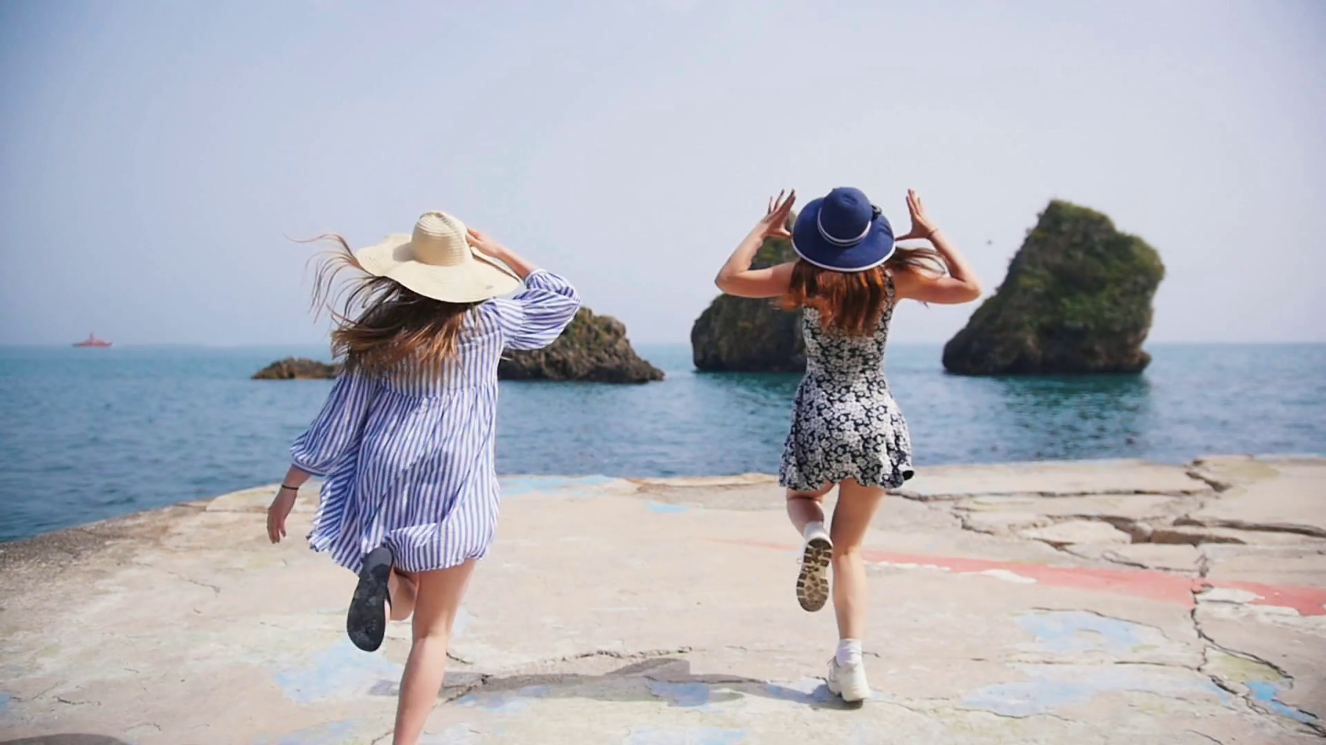 Two Women Dance Sea Stock Footage SBV-335665946 - Storyblocks