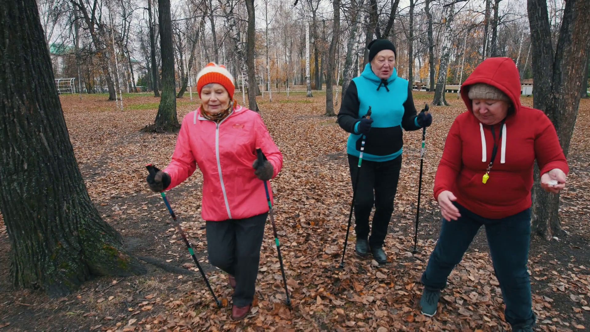 Two Elderly Women Running On Sticks Of Stock Footage SBV-328952483 ...