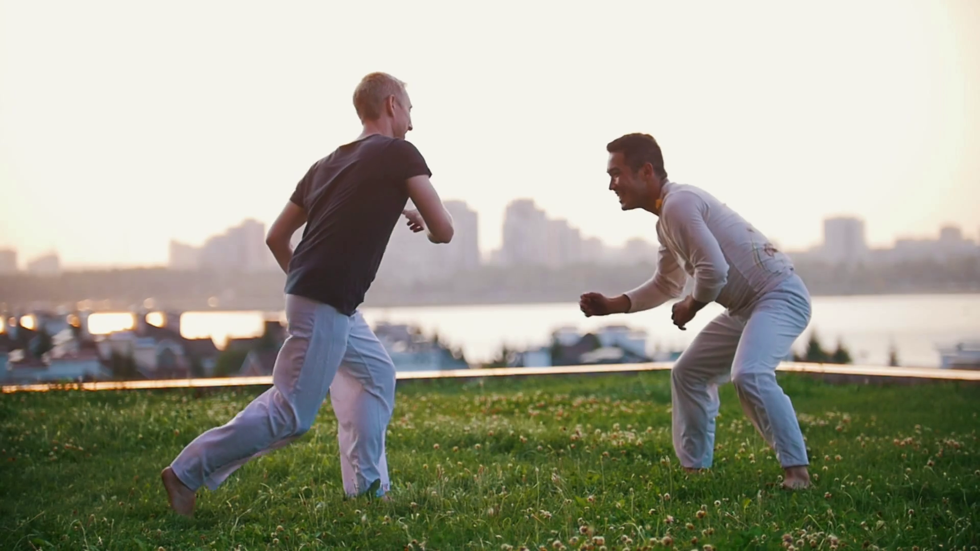 Two Strong Men Show Elements Of Capoeira Stock Footage SBV-325886928 ...