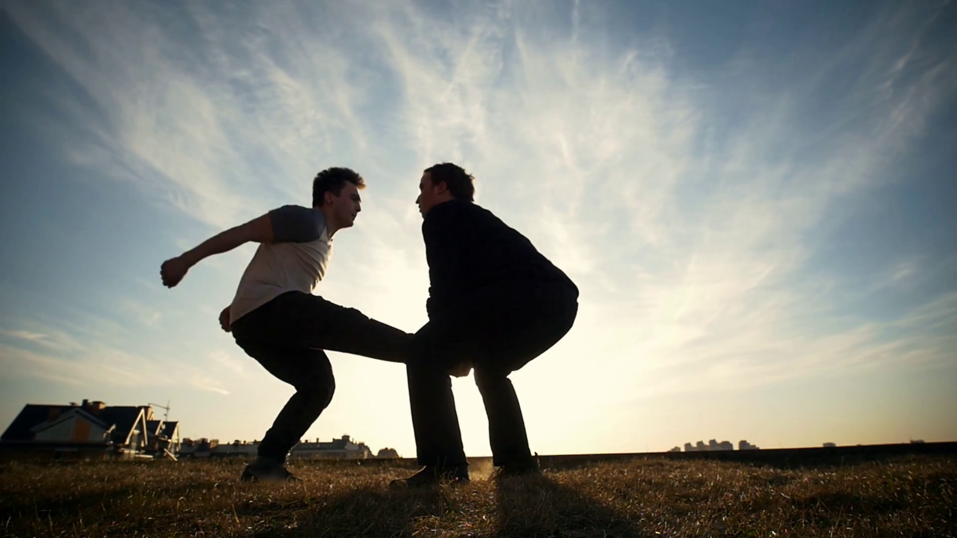 Two Individuals Engaging In Friendly Outdoor Stock Footage SBV ...