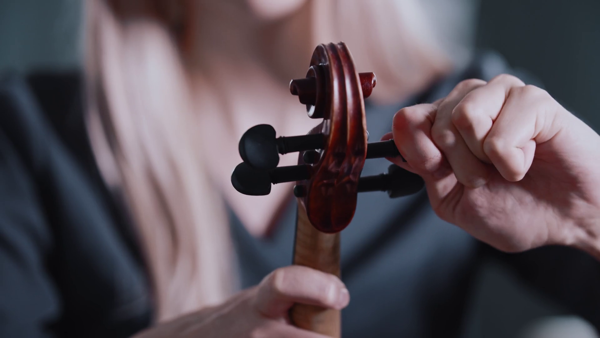 Young Blonde Woman Tuning Violin Playing Stock Footage SBV-346629623 ...
