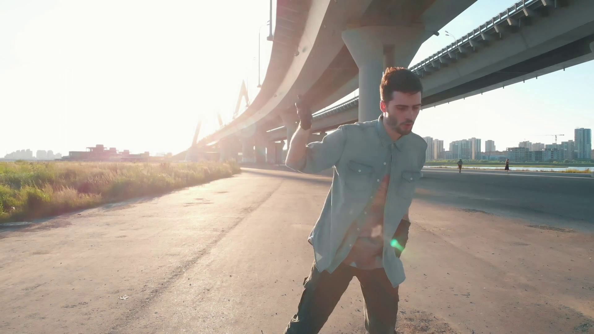 Stylish Man Dancing Under Bridge - Walking Stock Footage SBV-336203702 ...