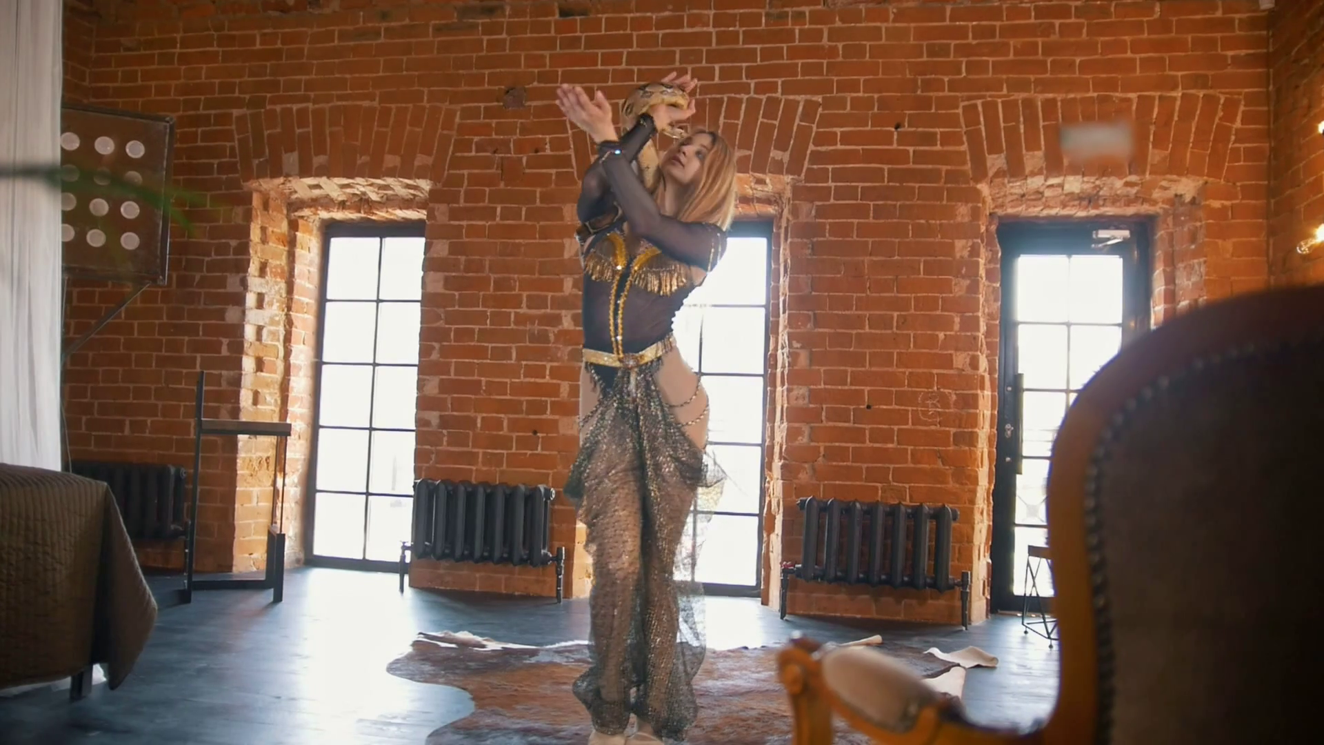 Woman Performs Belly Dance With Snake In Stock Footage SBV-323314809 ...