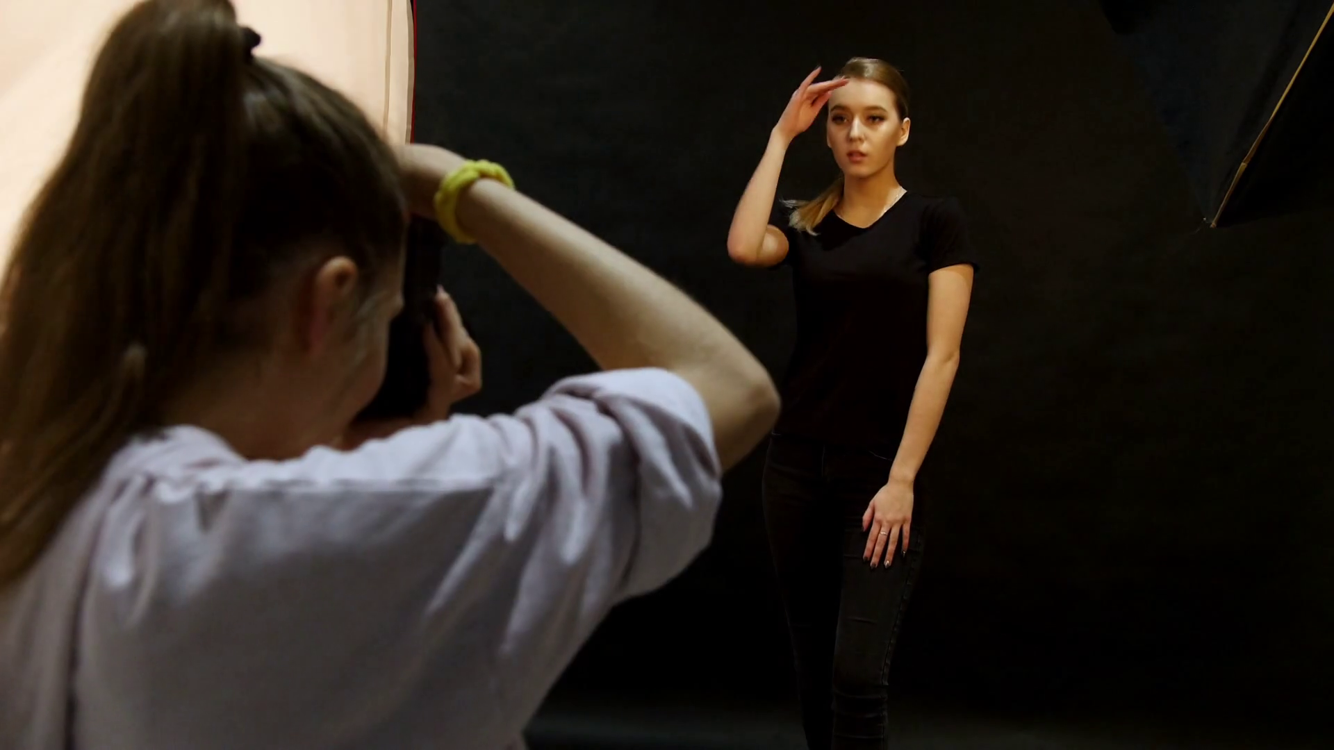 Young Woman Model Having Photo Session In Stock Footage SBV-330313146 ...