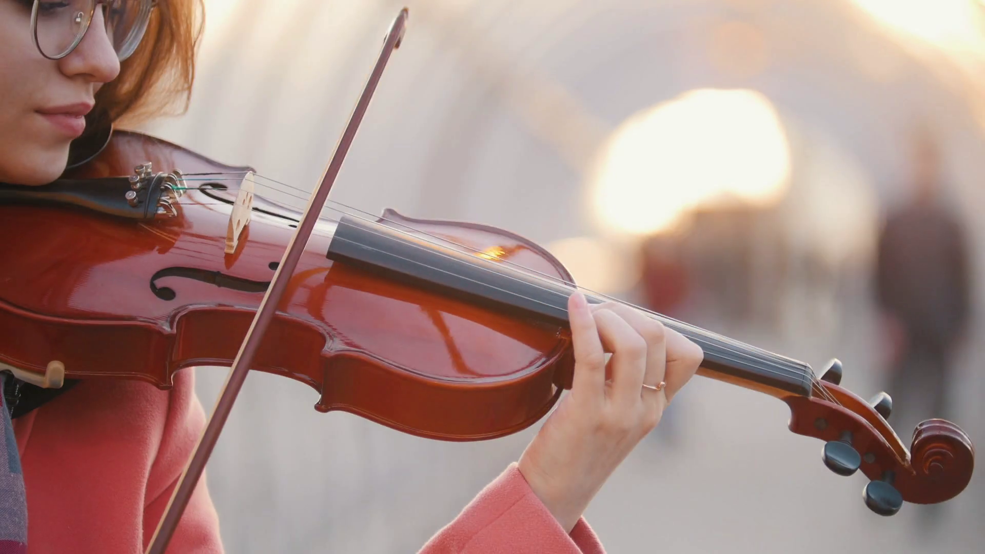 Talented Musician Performing Violin On Street Stock Footage SBV ...