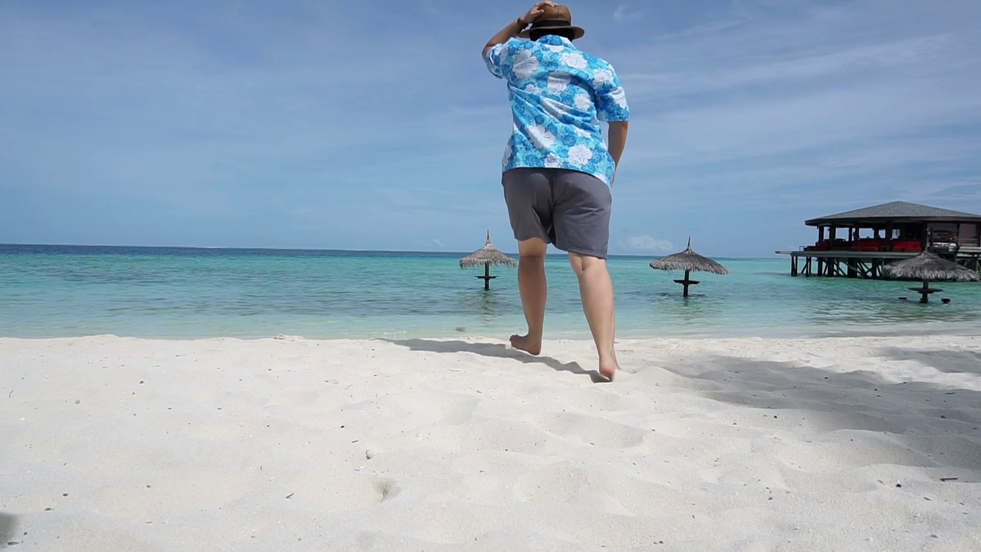 Asian Tourist Running To Beautiful Maldives Stock Footage SBV-316643169 ...