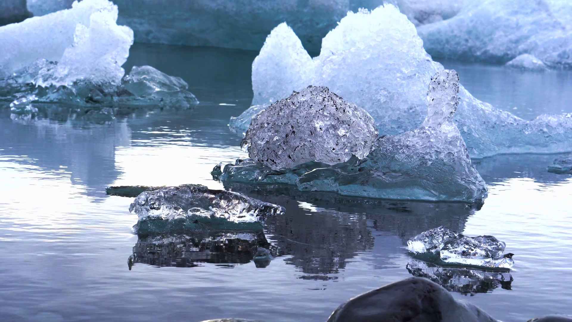 Melting Ice Problem: Icebergs In Jokulsarlon Stock Footage SBV ...