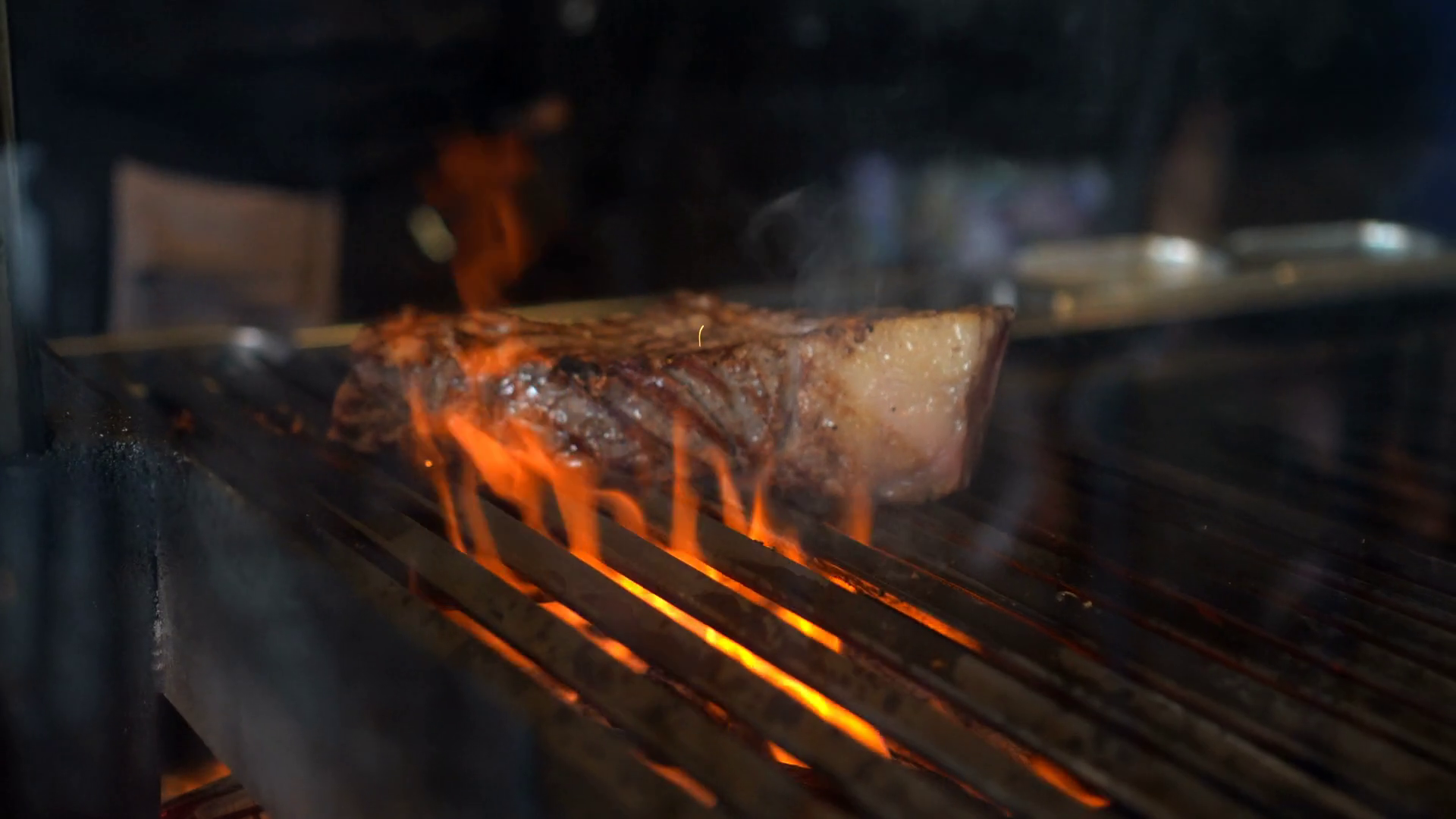 Thick Barbecue Flame Fire Grill Beef Steak Stock Footage SBV-347771593 ...