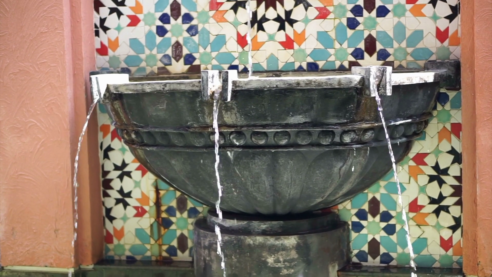 Water fountain with Moroccan style tiles decoration Stock Video Footage ...
