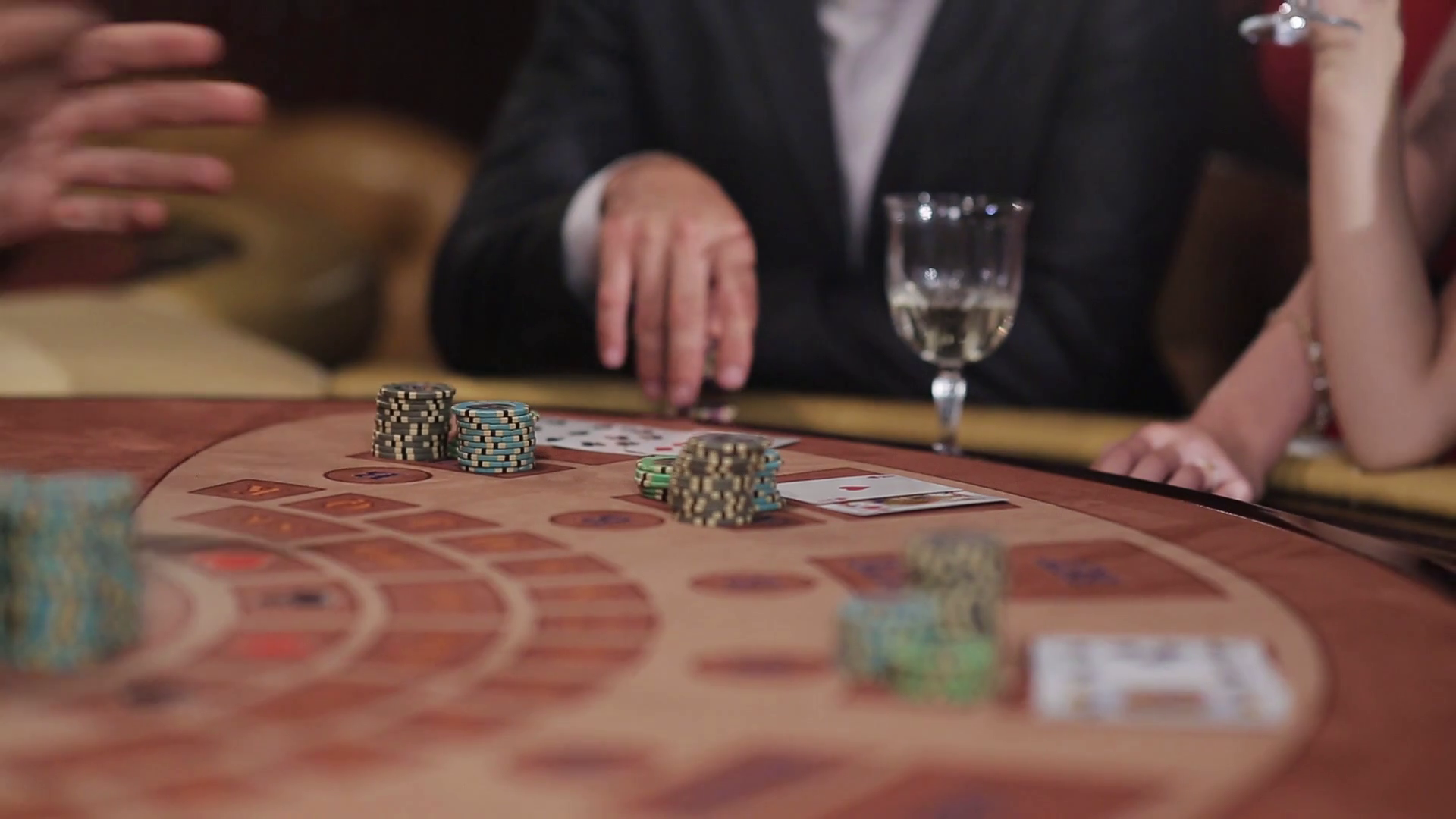 Playing Blackjack In Casino People Make Bets Stock Footage SBV