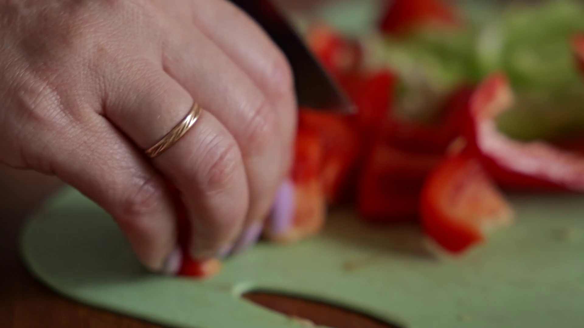 Close-up Of Woman's Hands Cutting Red Sweet Stock Footage SBV-347810220 ...