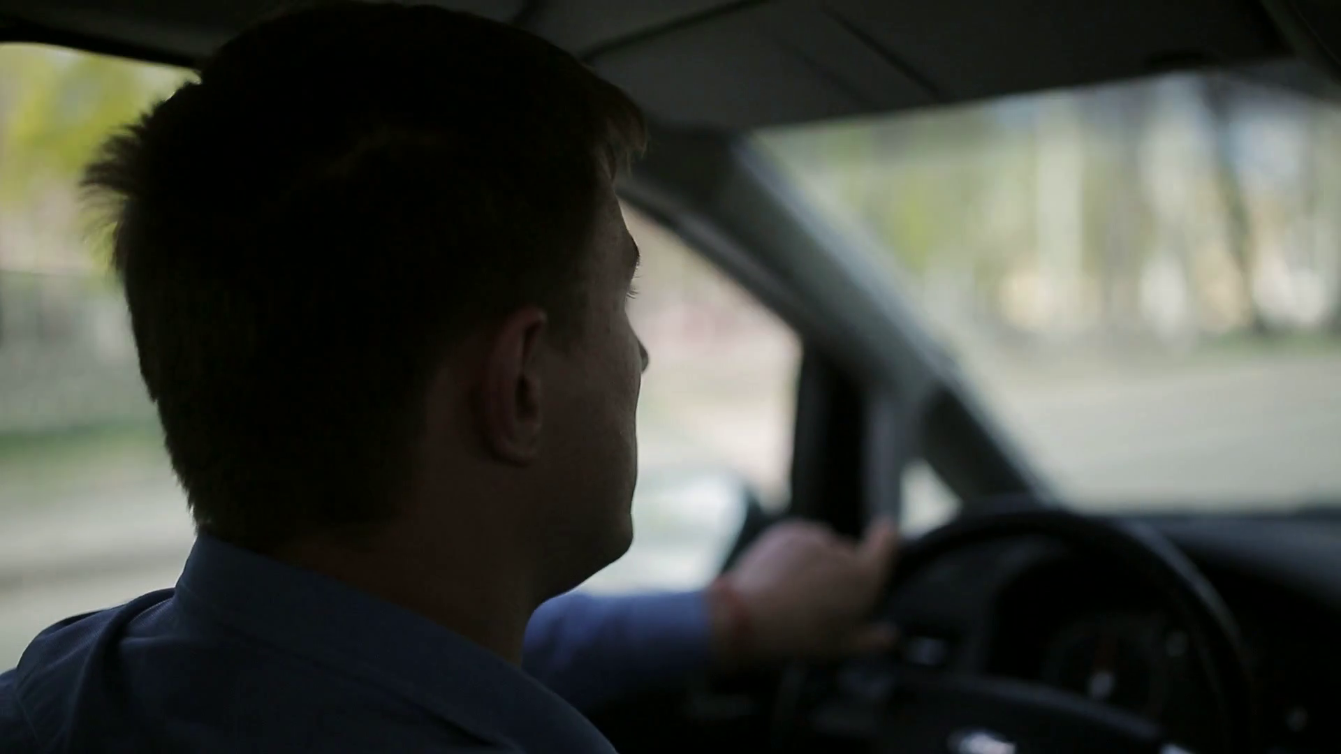 A Man Drives Car Driving Through City Stock Footage SBV-328264661 ...