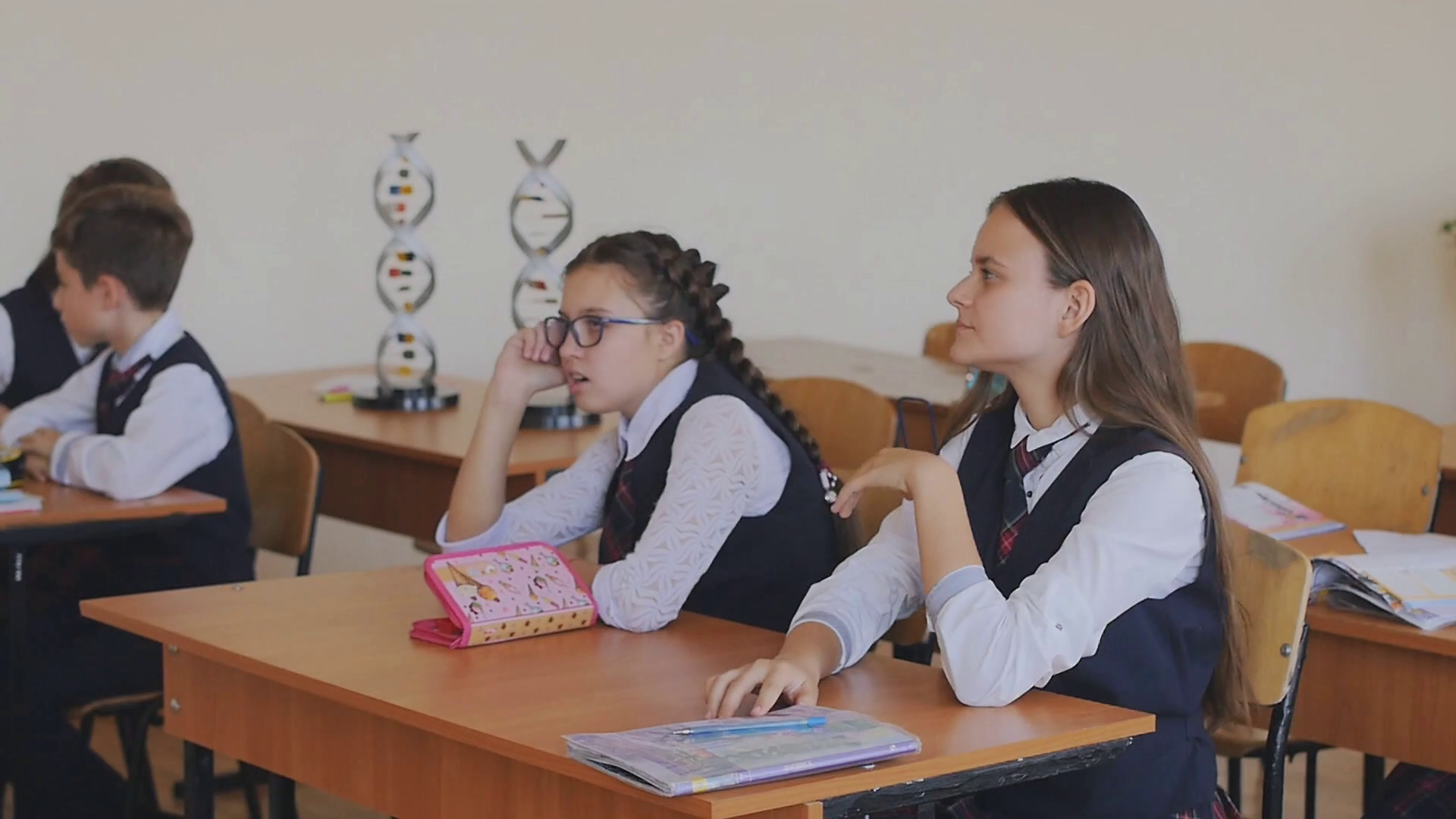 School Students Sit Sad In Classroom Stock Footage SBV-330453222 ...