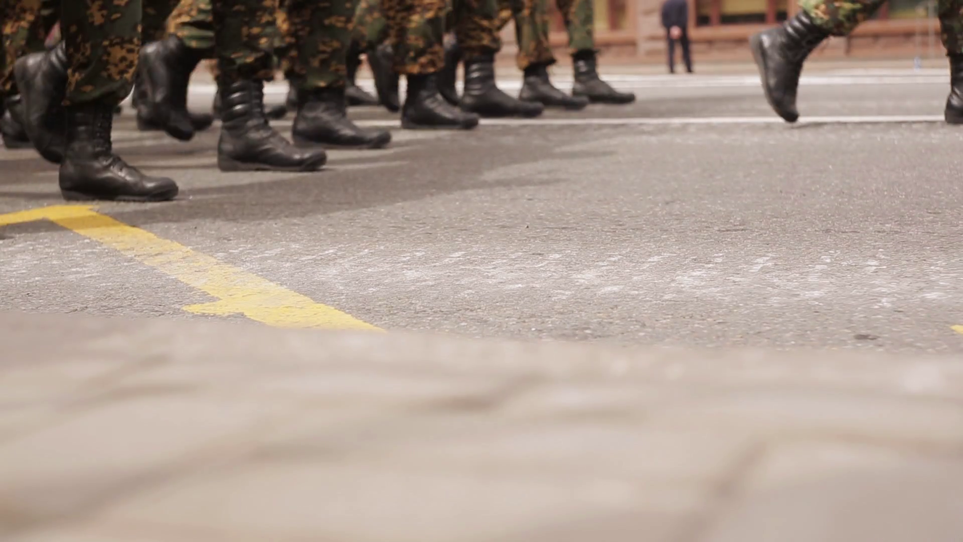 Soldiers Marching In Parade Through Town Stock Footage SBV-337986396 ...