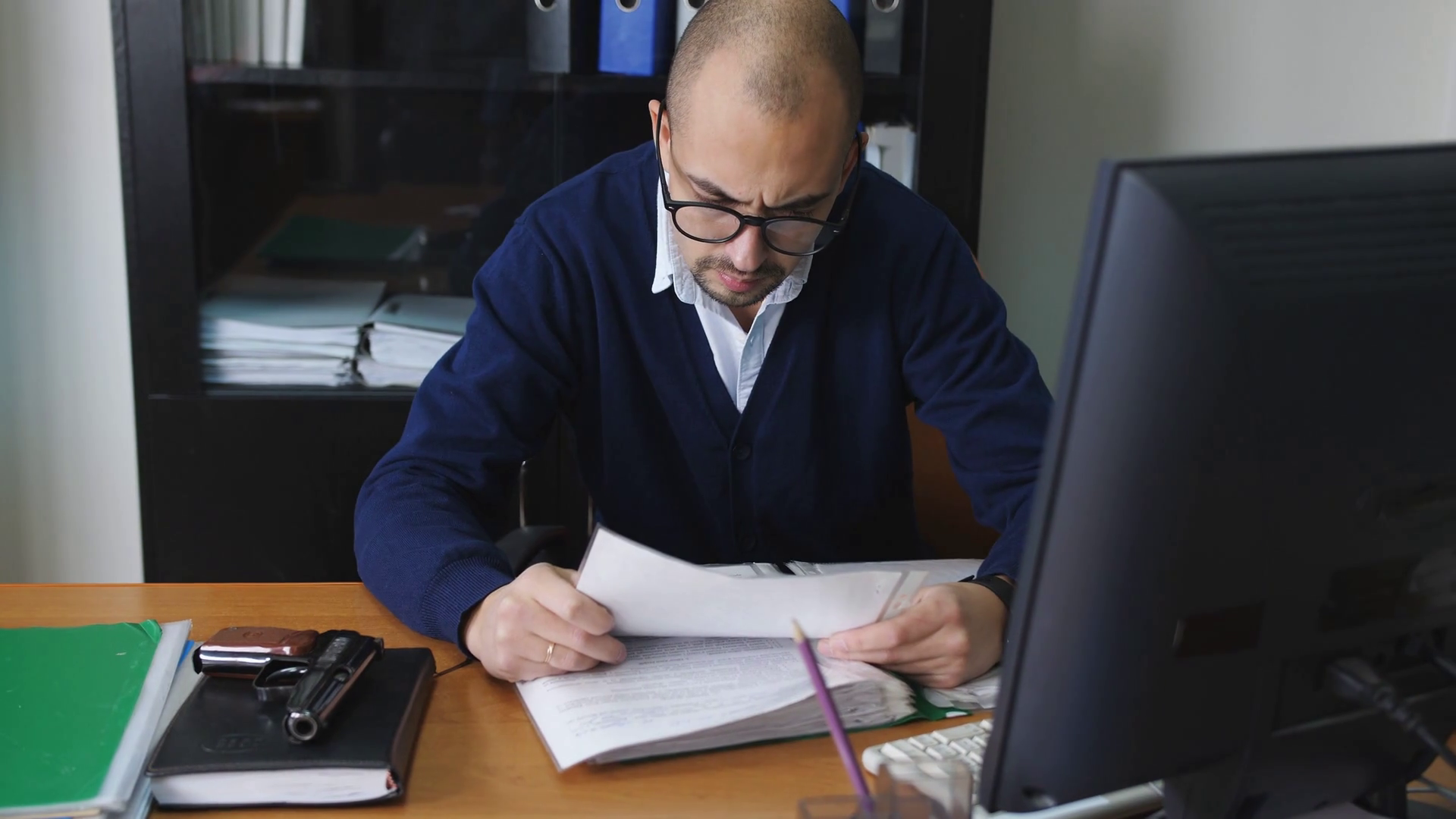 The Investigator In Office Working With Stock Footage SBV-338465045 ...