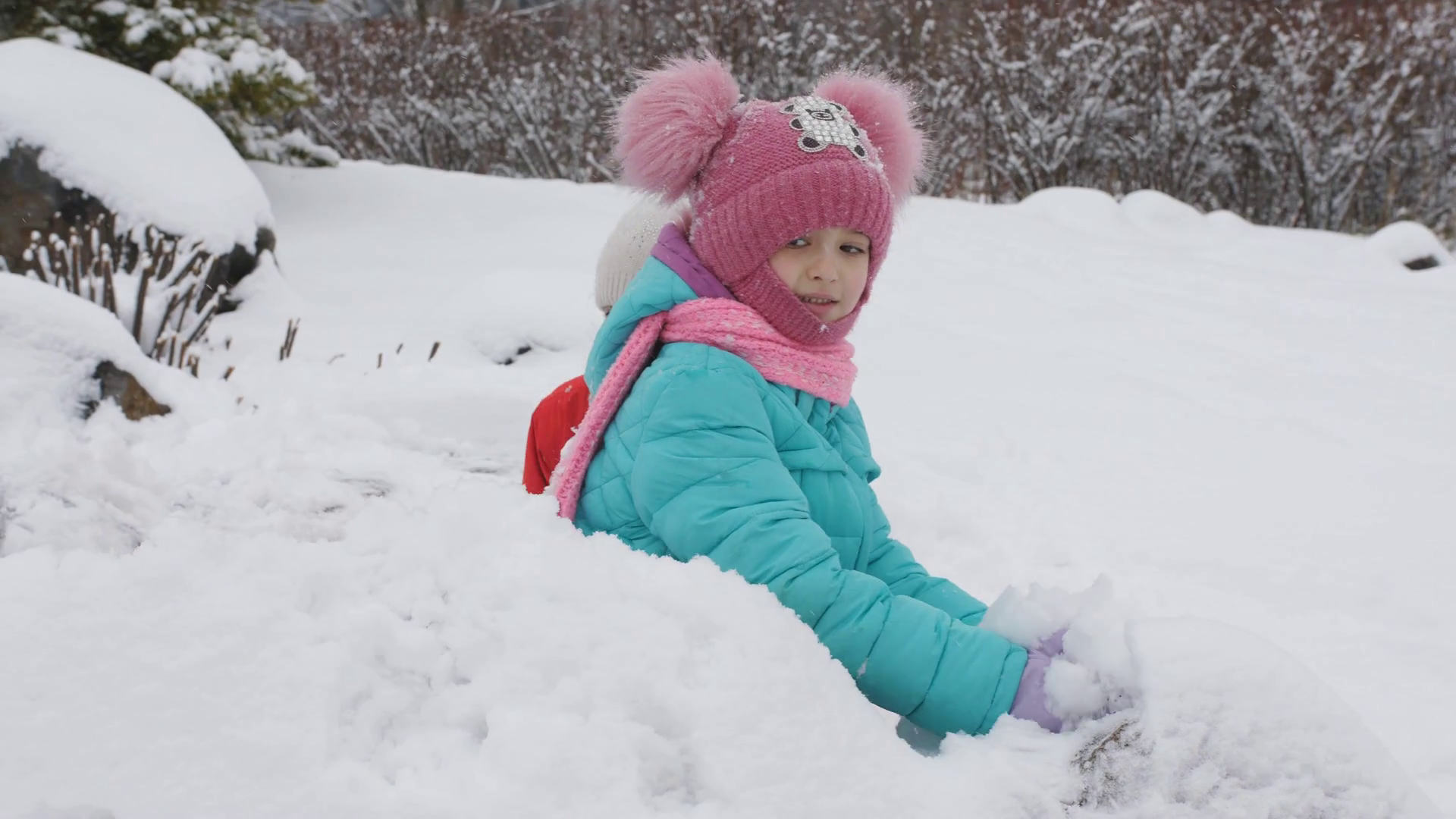Two Girls In Winter Play Snowball In Park Stock Footage SBV-337763073 ...